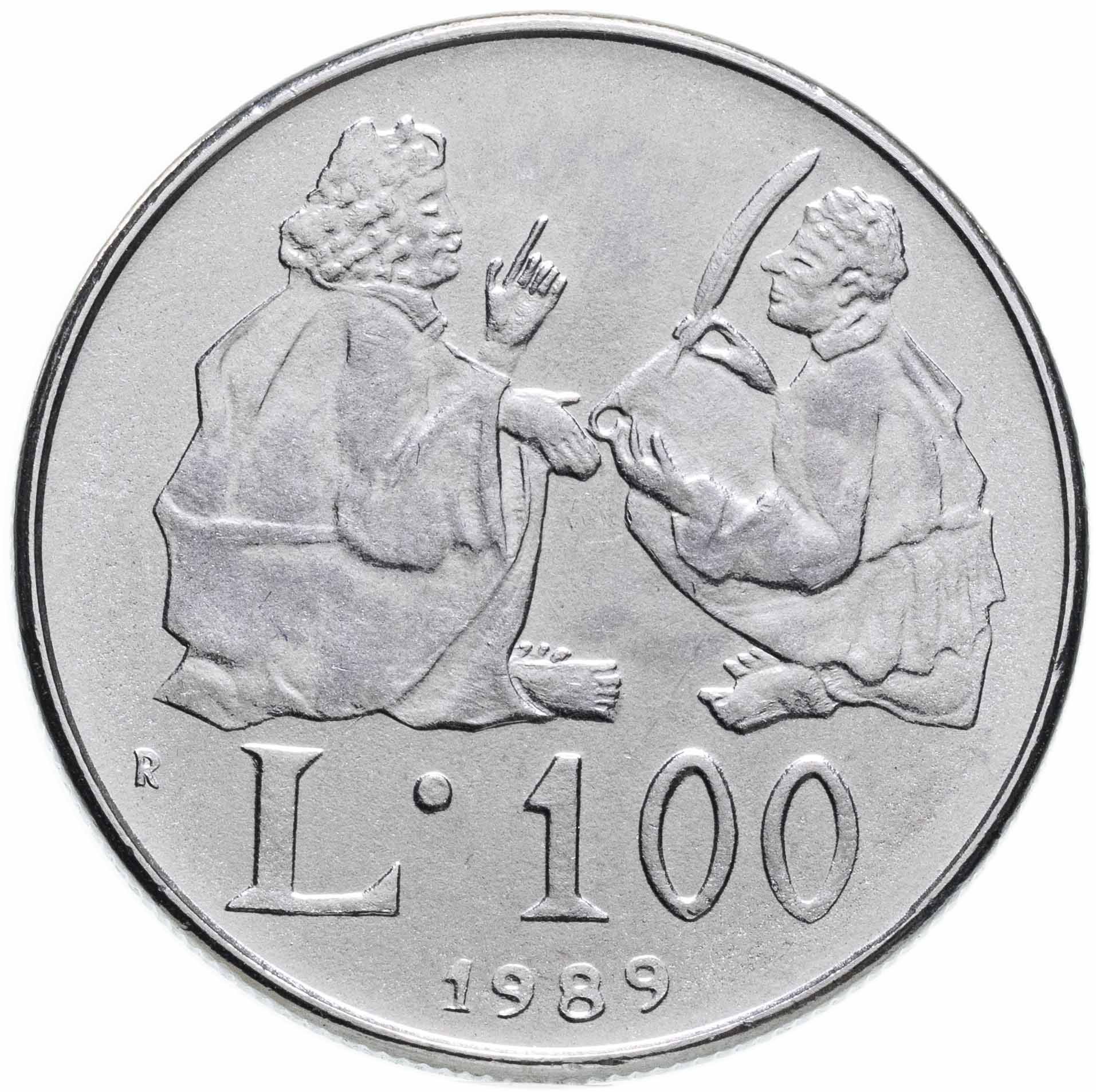 Монета Сан-Марино 100 лир 1989 "Шестнадцать веков истории" стоимостью ...