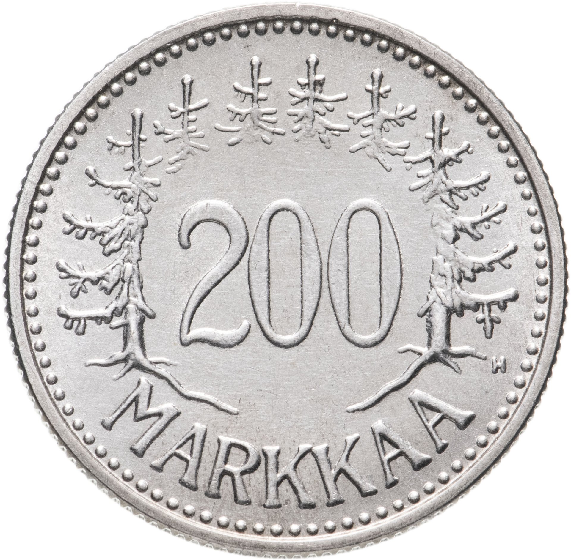 Монета Финляндия 200 марок (markkaa) 1957 стоимостью 1286 руб.