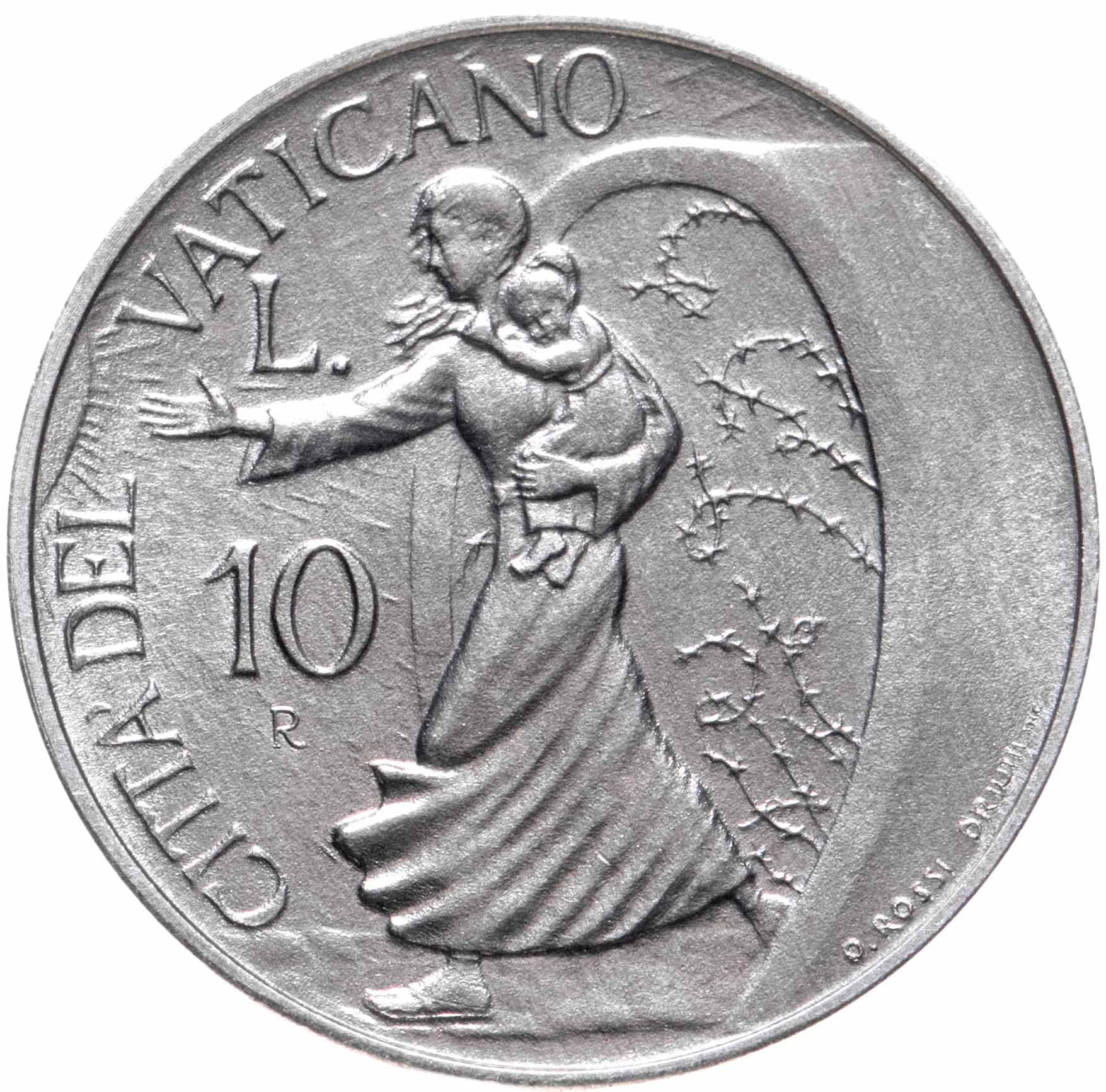 Монета Ватикан 10 лир (lire) 1996 стоимостью 2350 руб.