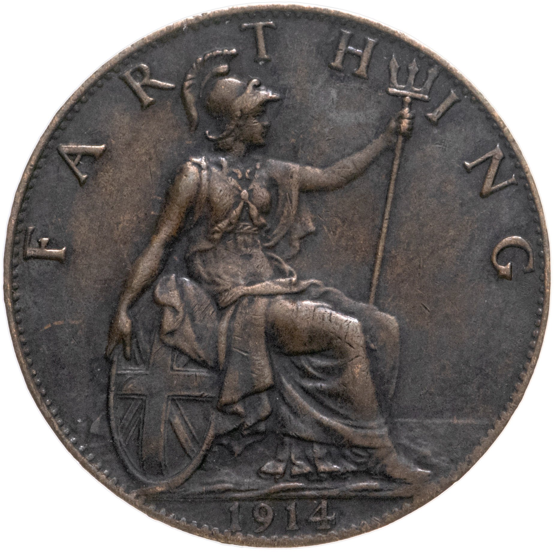 Монета Великобритания 1 фартинг 1914 стоимостью 550 руб.