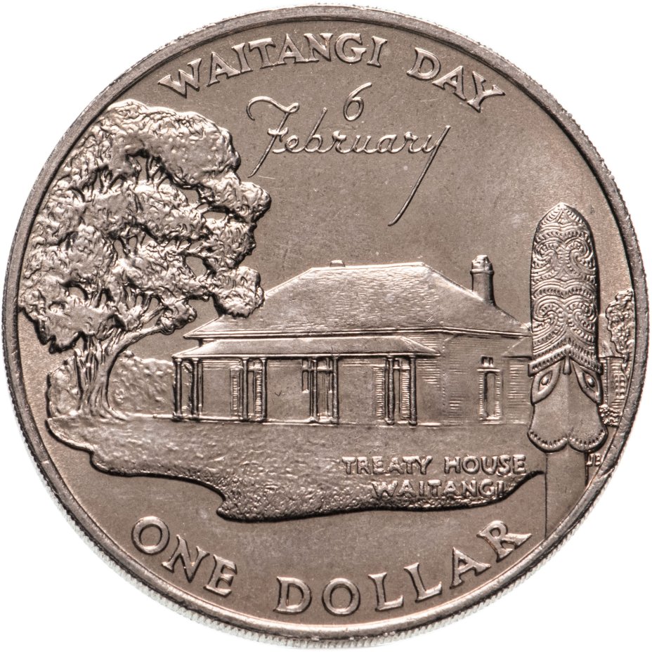 Монета новая Зеландия 1 доллар (dollar) 1977 "25 лет правления Королевы Елизаветы II и День ...