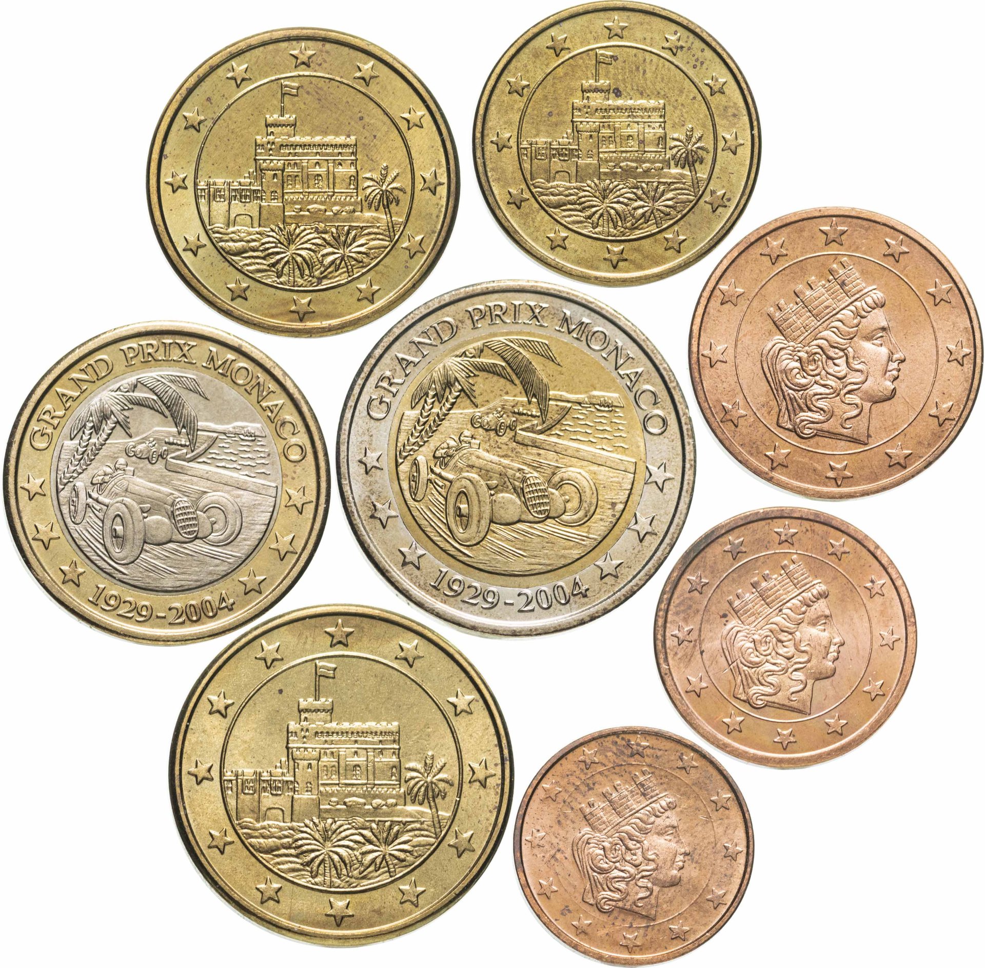 Монако набор из 8 жетонов евро (euro-token) 2004 стоимостью 2116 руб.