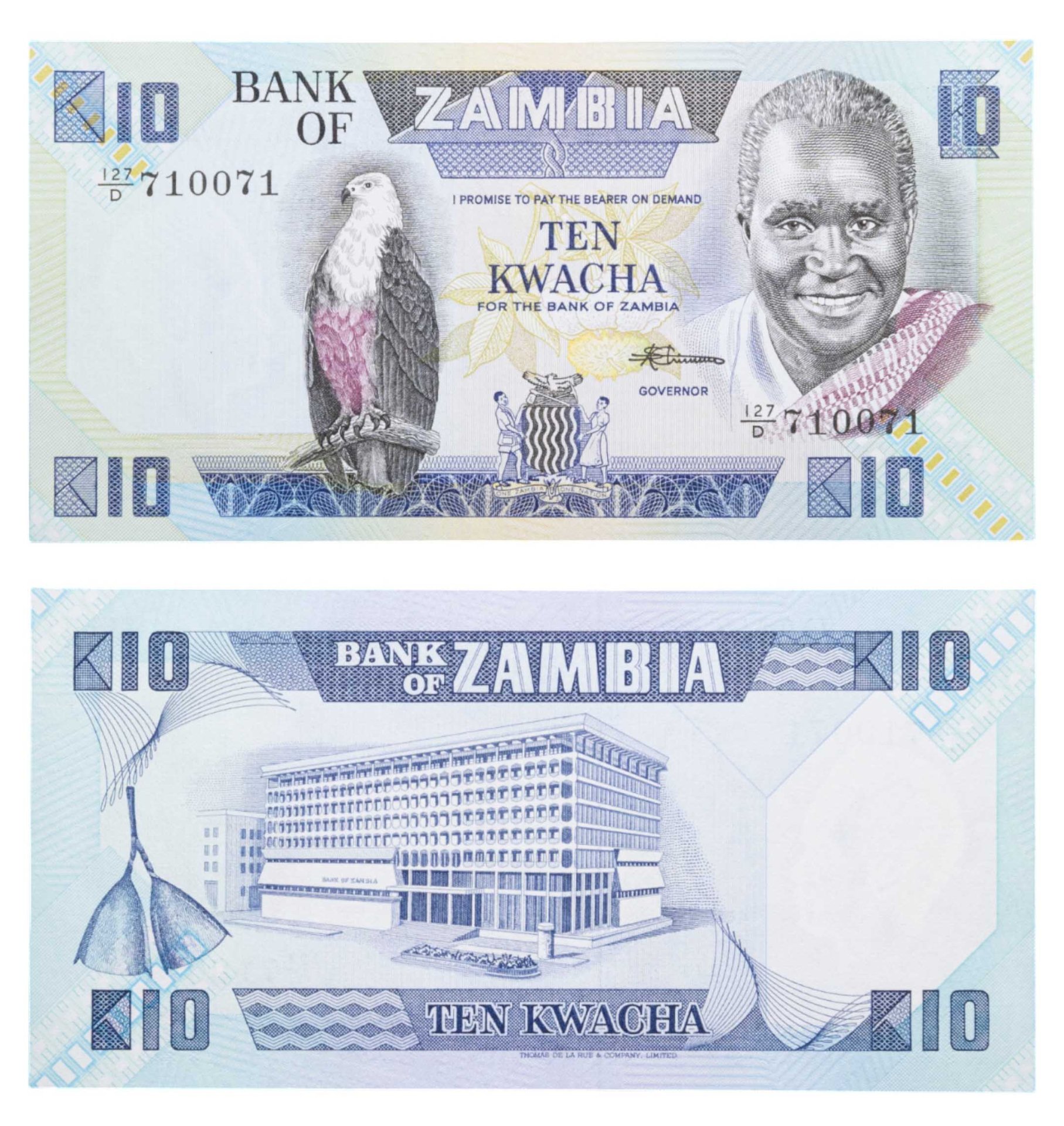 Банкнота Замбия 10 квача 1980-1988 (Pick 26e) стоимостью 185 руб.