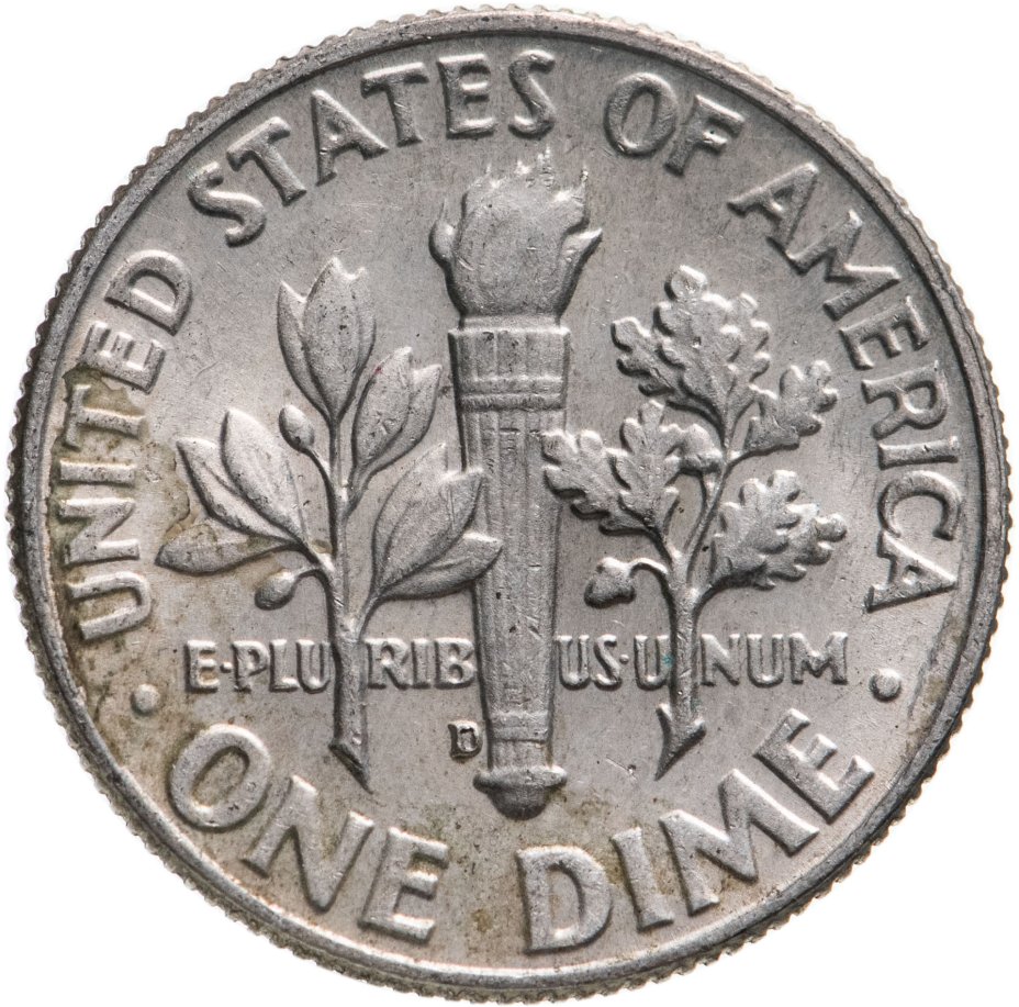 Монета США 10 центов (дайм, one dime) 1964 "Silver Roosevelt Dime ...