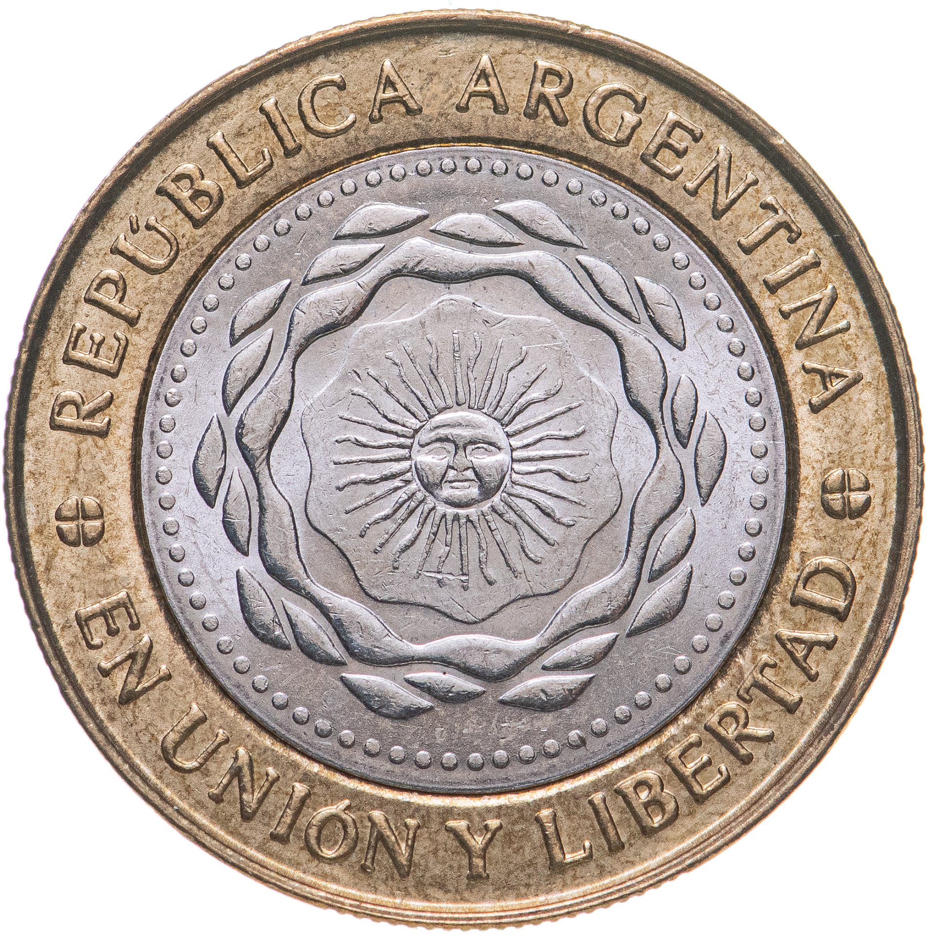 Монета Аргентина 2 песо (pesos) 2010 стоимостью 290 руб.