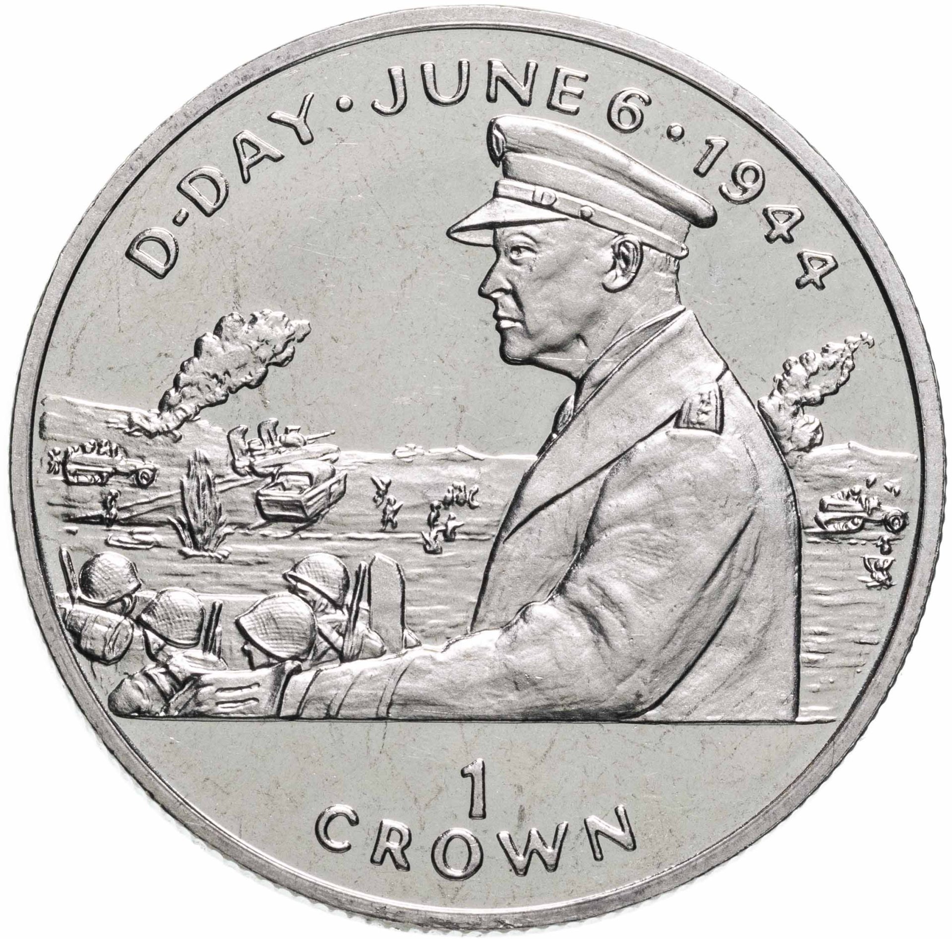 Монета остров Мэн 1 крона 1994 "50 лет высадке в Нормандии 6 июня ...