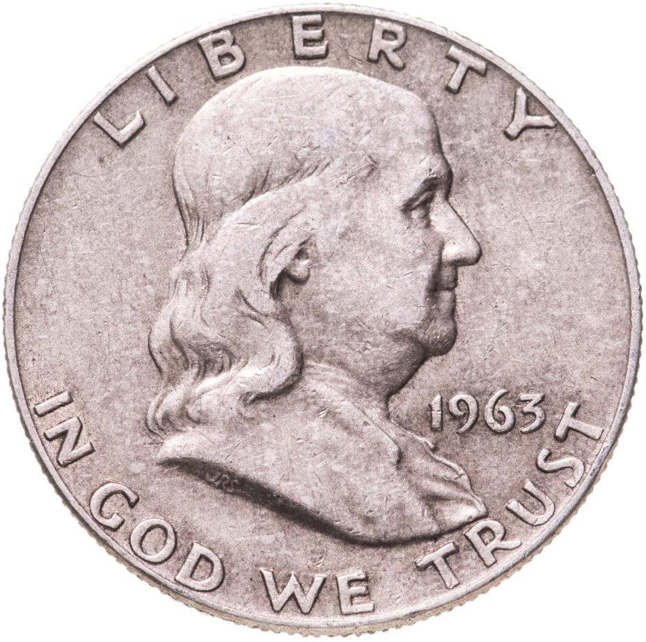 Монета США 50 центов (1/2 доллара, half dollar) 1963 D "Franklin Half ...