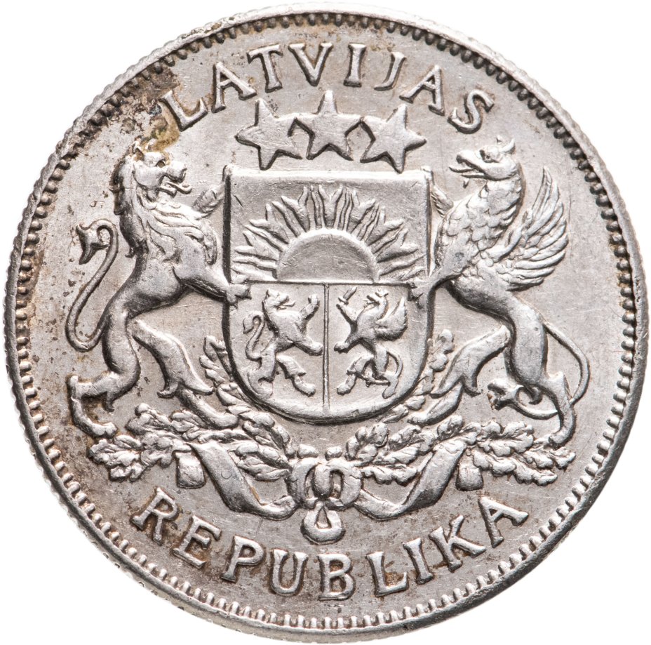 Монета Латвия 2 лата (lati) 1925 стоимостью 866 руб.