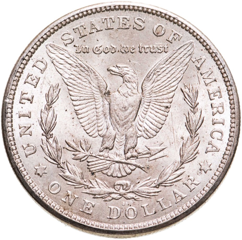 США 1 доллар (dollar) 1921 "Доллар Моргана" (Morgan Dollar) знак ...