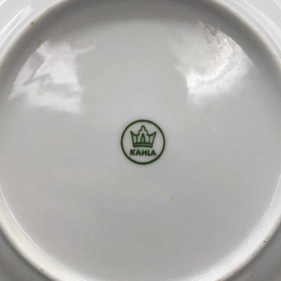 Набор из четырёх десертных тарелок с цветочным декором, фарфор, деколь, золочение, Kahla, ГДР ...