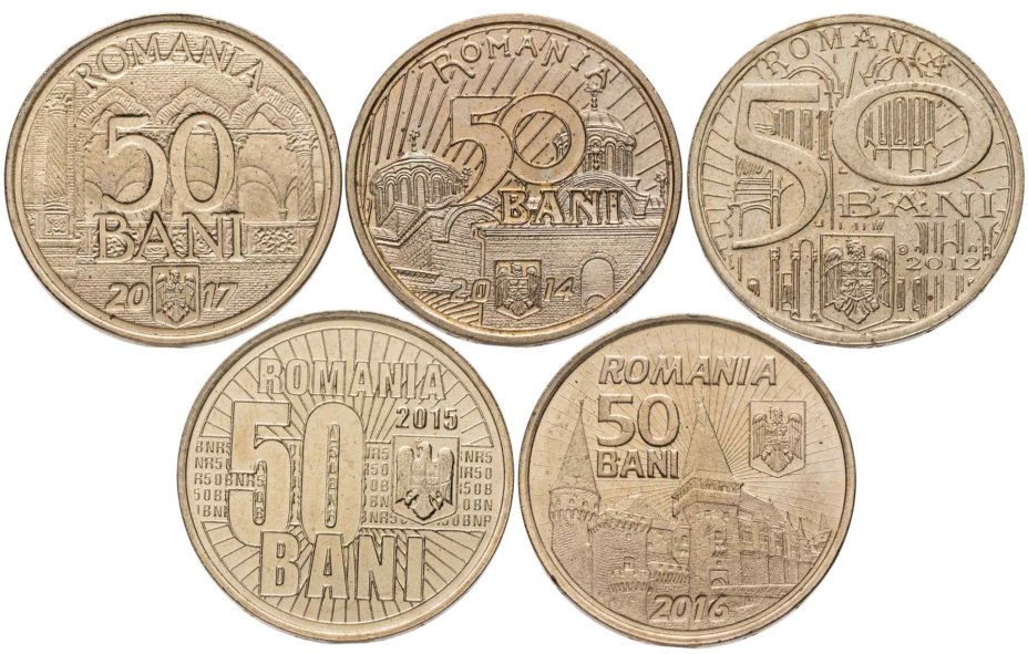 Румыния набор юбилейных монет 50 банов (бани) 2012-2017 (5 штук ...