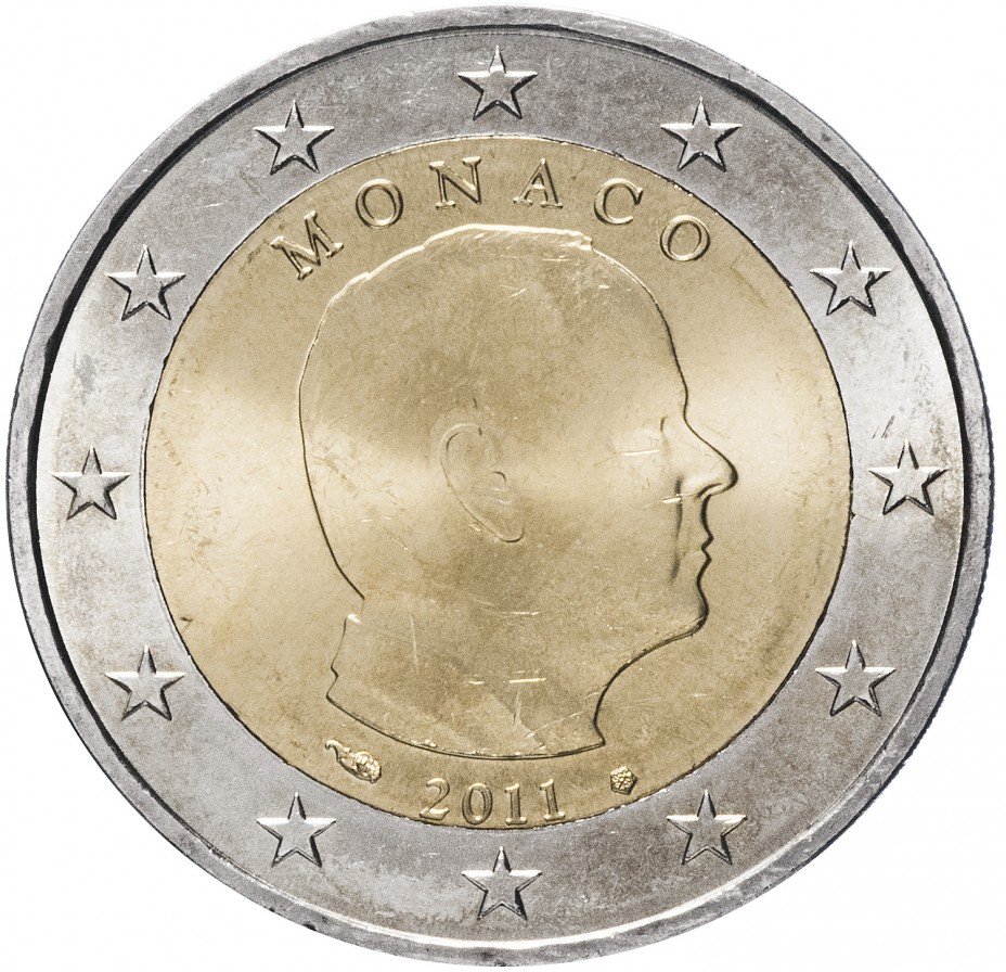 Монета Монако 2 евро 2011 стоимостью 823 руб.