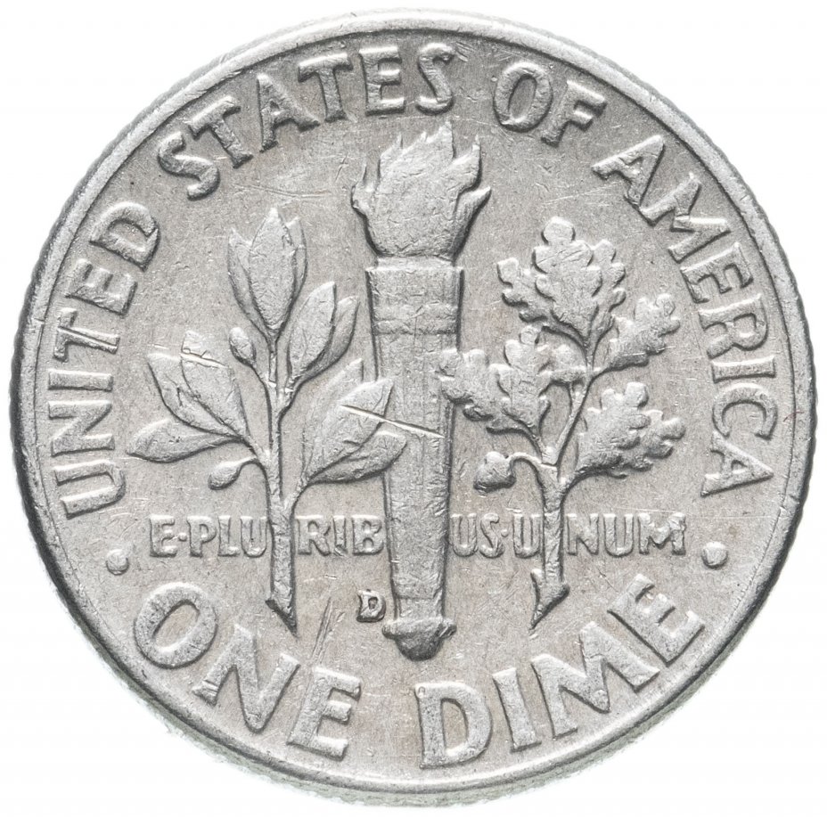 Монета США 10 центов (дайм, one dime) 1964 D Silver Roosevelt Dime ...