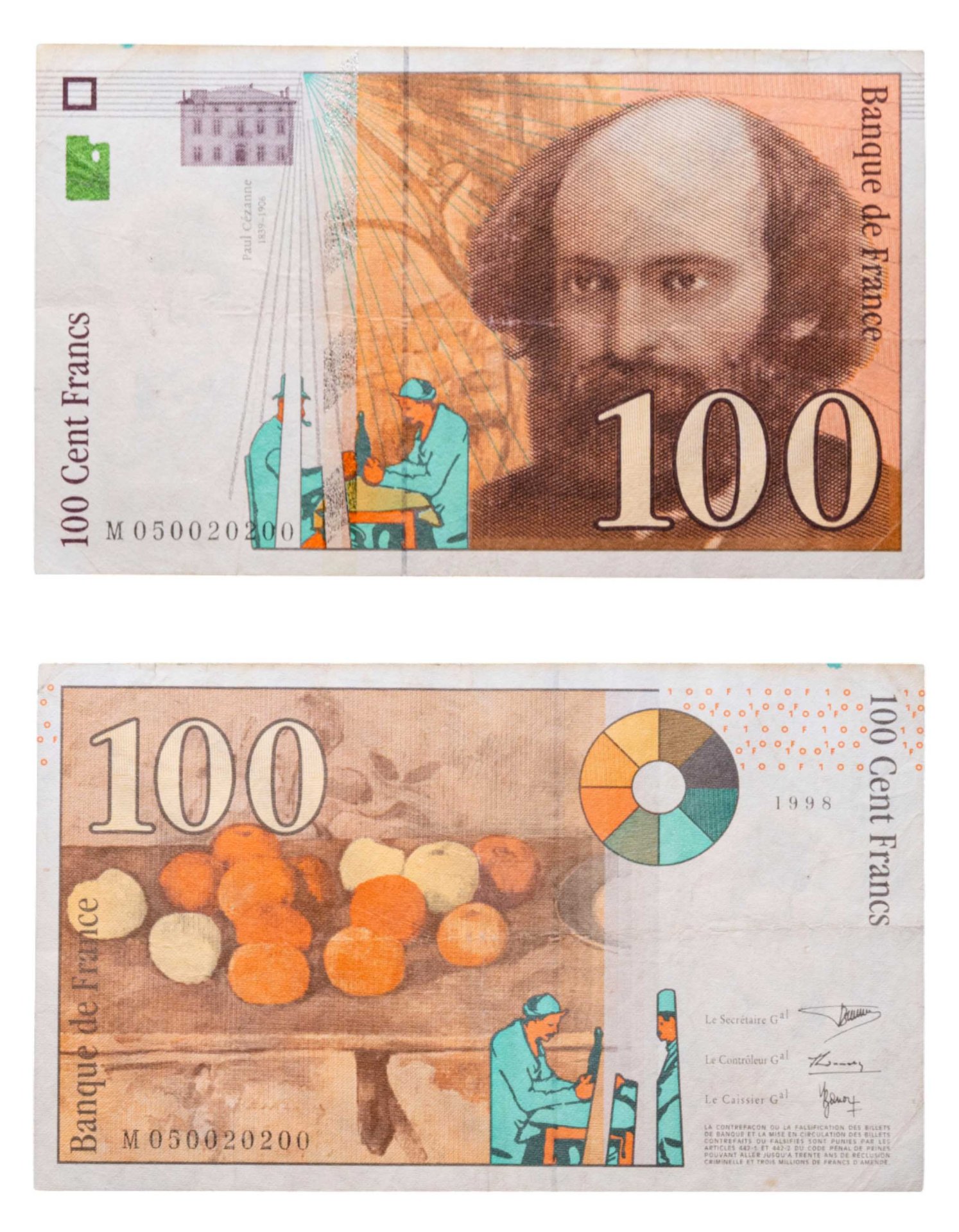Банкнота Франция 100 франков 1998 (Paul Cézanne, Поль Сезанн) стоимостью 2650 руб.