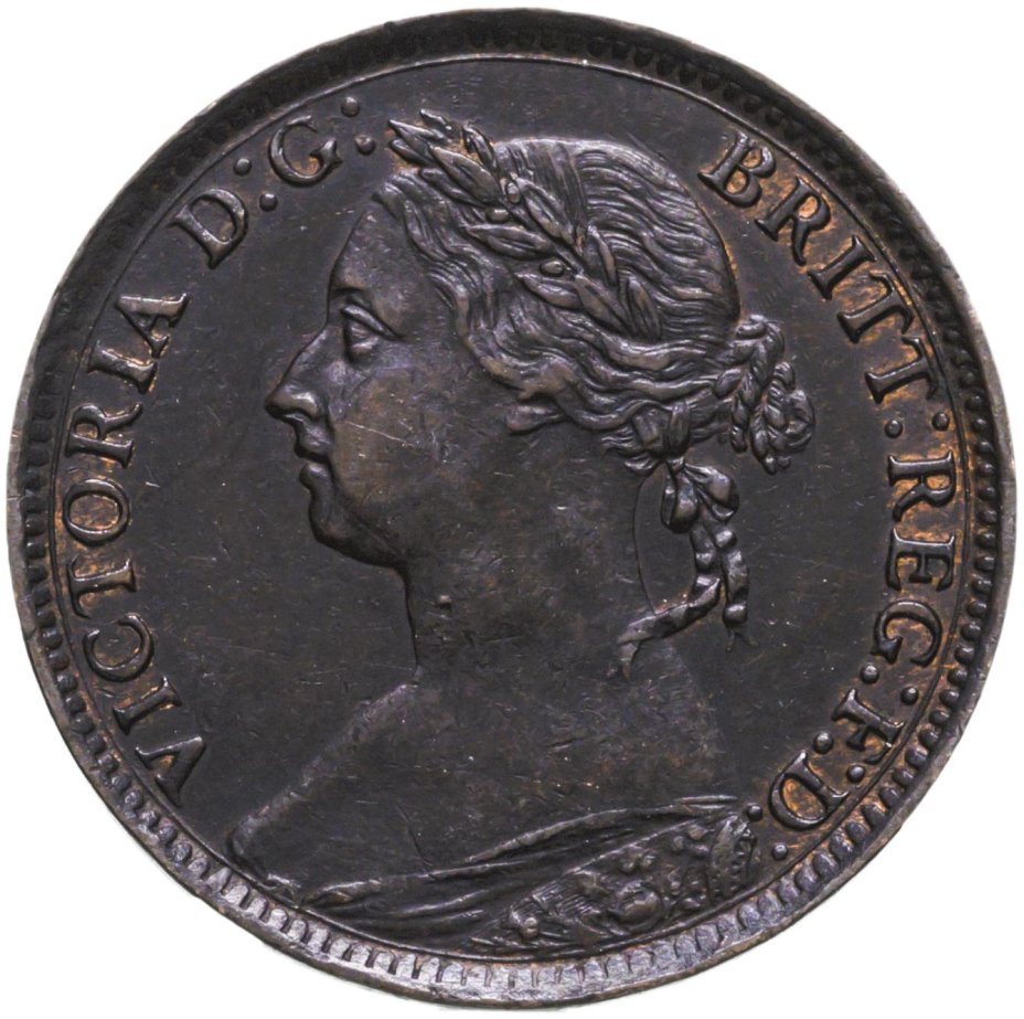 Монета Великобритания 1 фартинг (farthing) 1884 стоимостью 1450 руб.