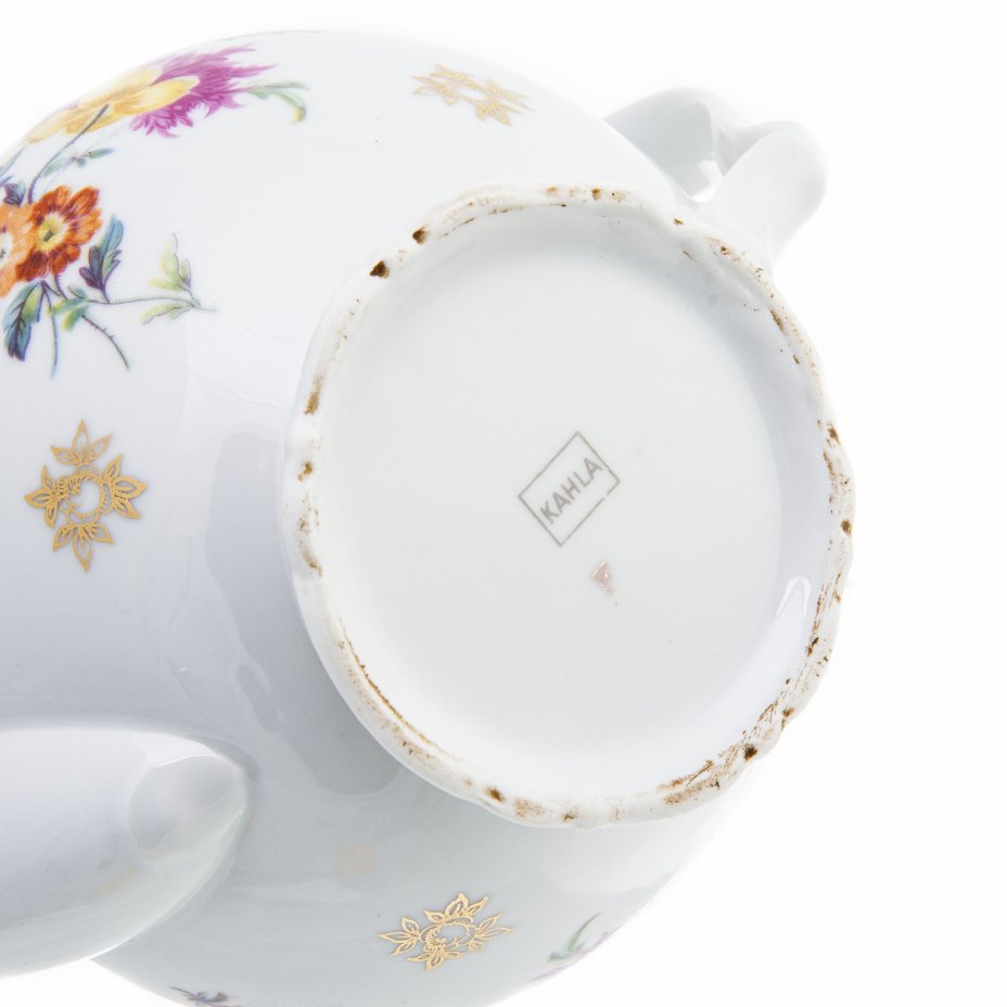Чайник заварочный с цветочным декором, фарфор, деколь, золочение, мануфактура "Kahla", Германия ...