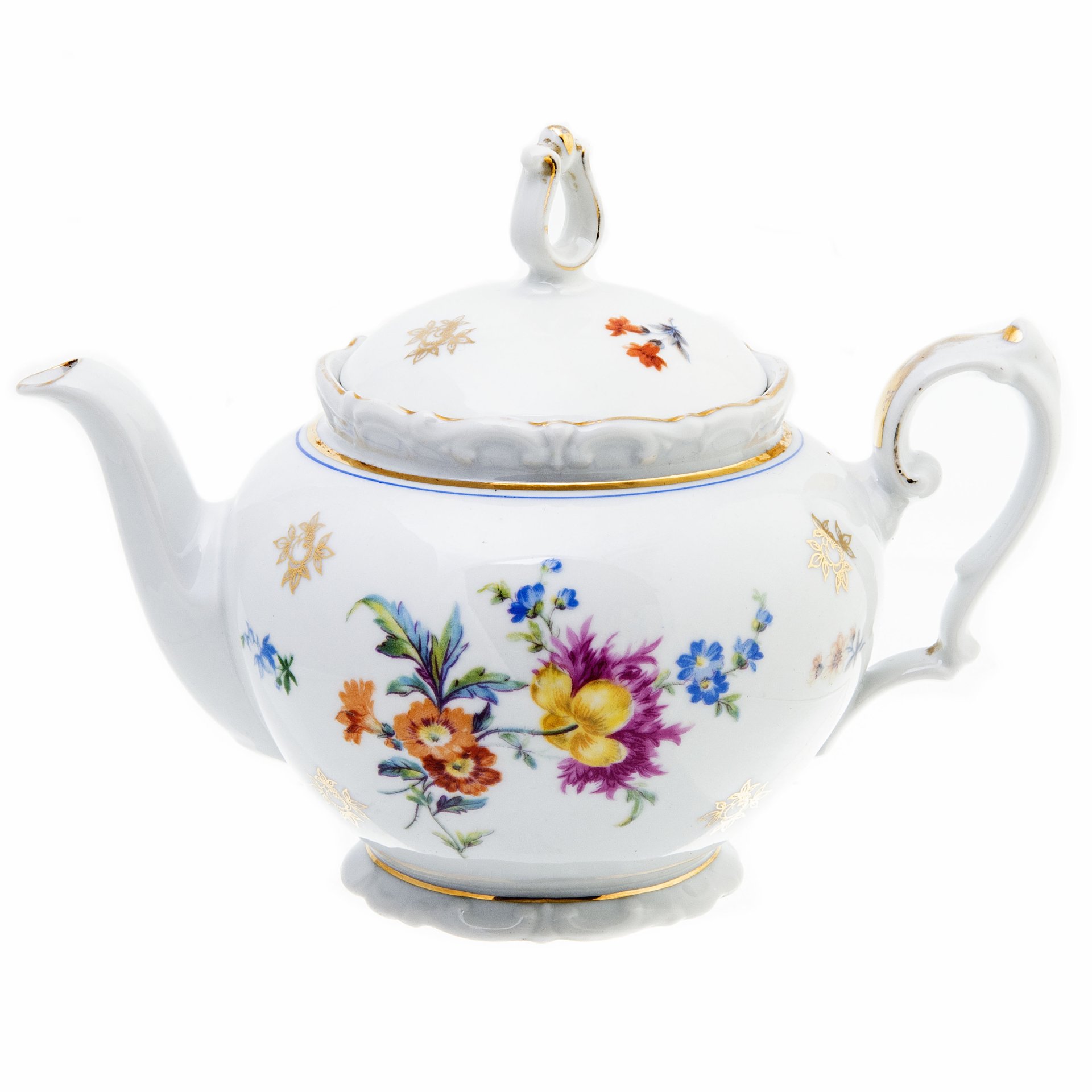 Чайник заварочный с цветочным декором, фарфор, деколь, золочение, мануфактура "Kahla", Германия ...
