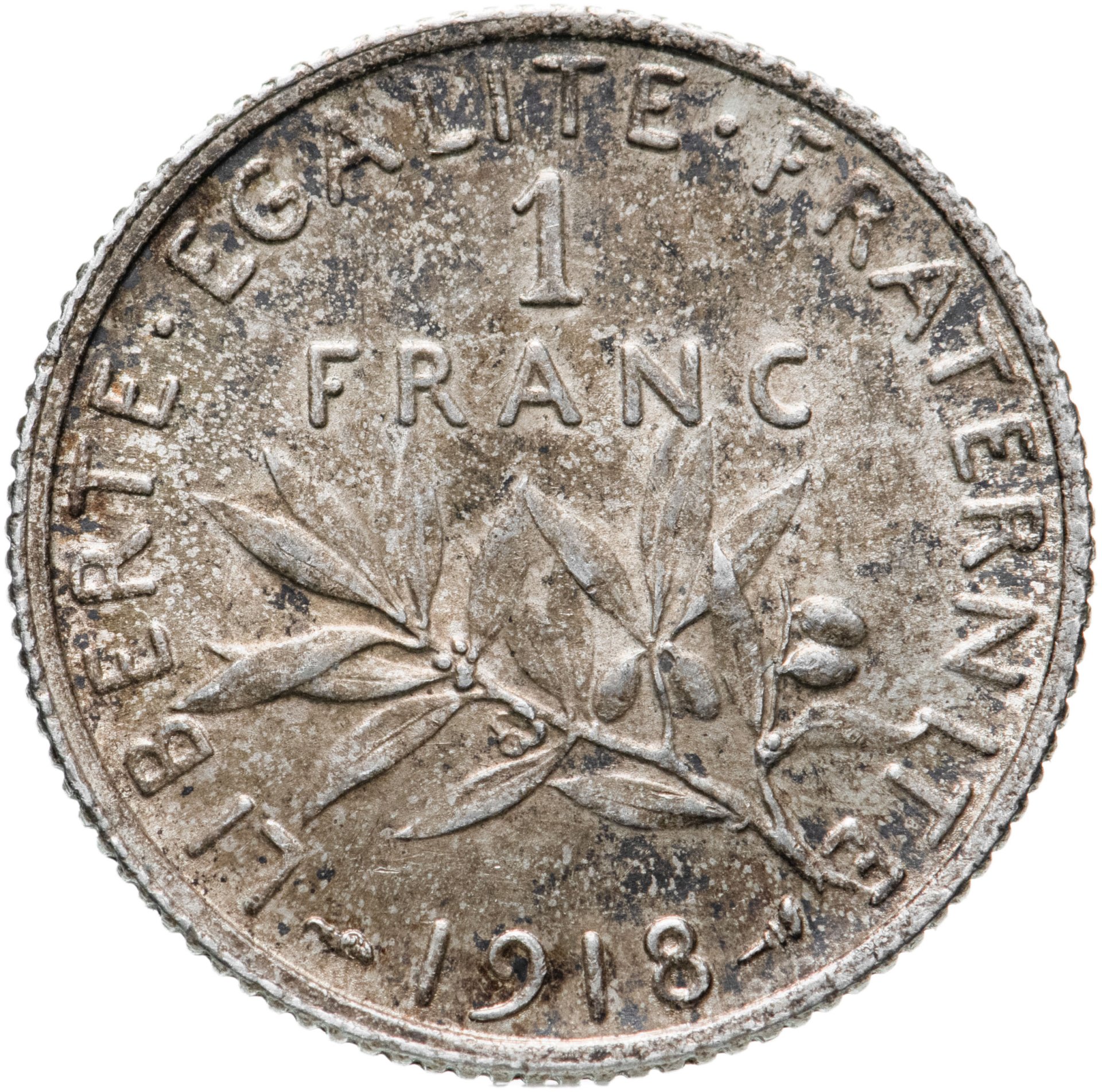 Монета Франция 1 франк 1918 стоимостью 1377 руб.