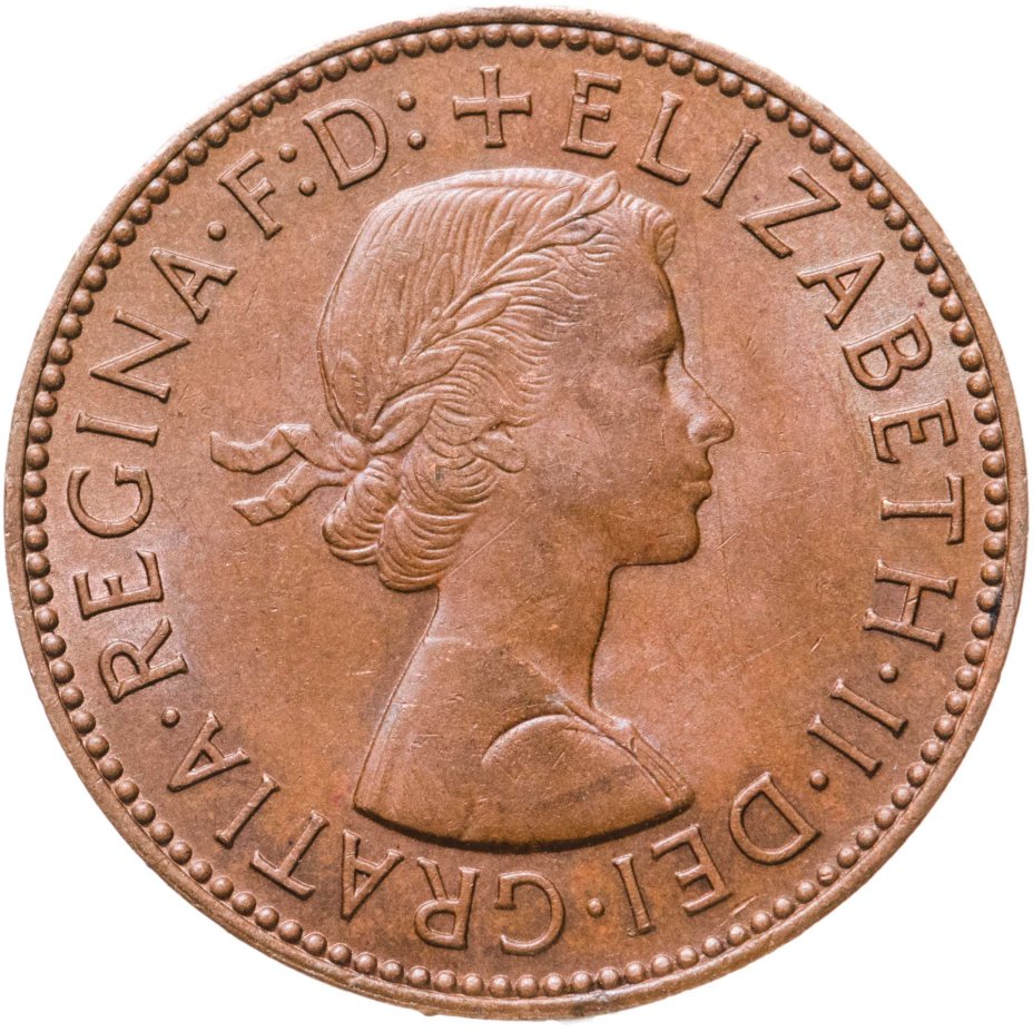 Монета Великобритания 1/2 пенни 1962 стоимостью 406 руб.