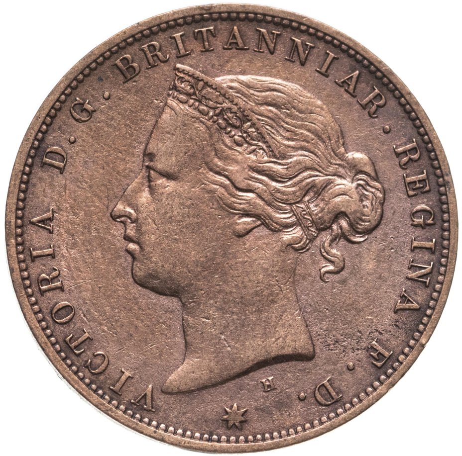 Монета джерси 1/24 шиллинга (shilling) 1877 стоимостью 1280 руб.