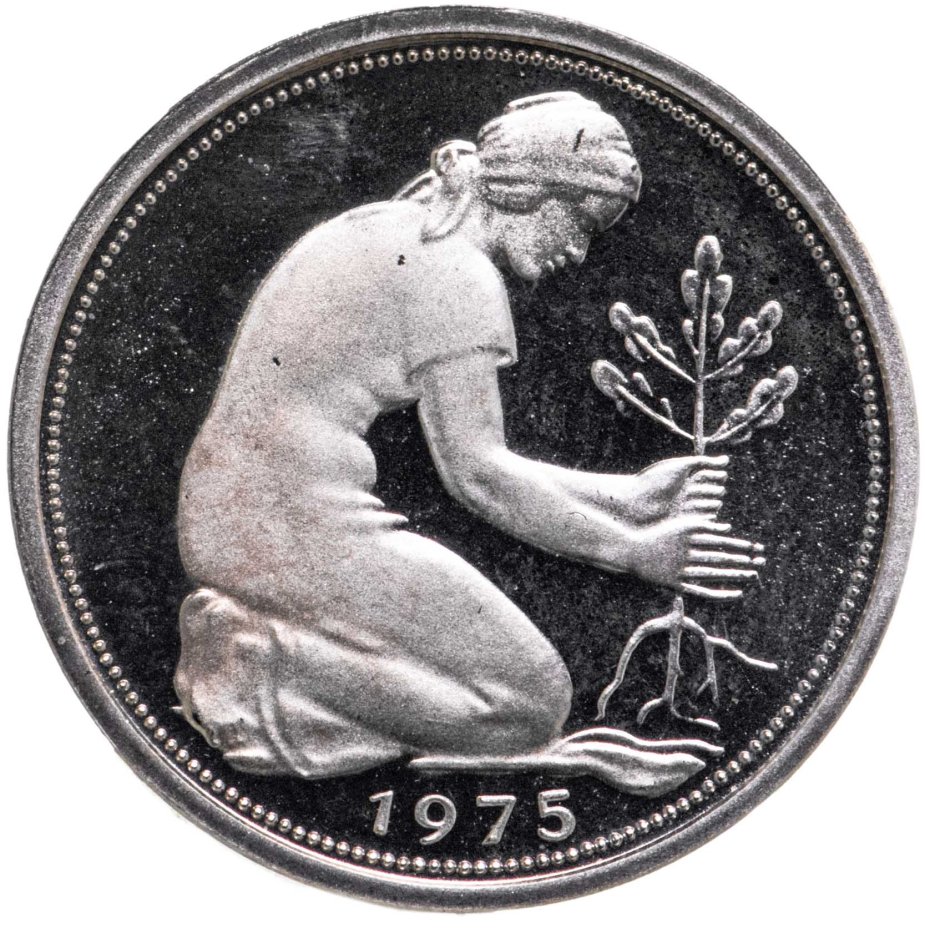 Германия 50 пфеннигов (pfennig) 1975, знак монетного двора: "F ...