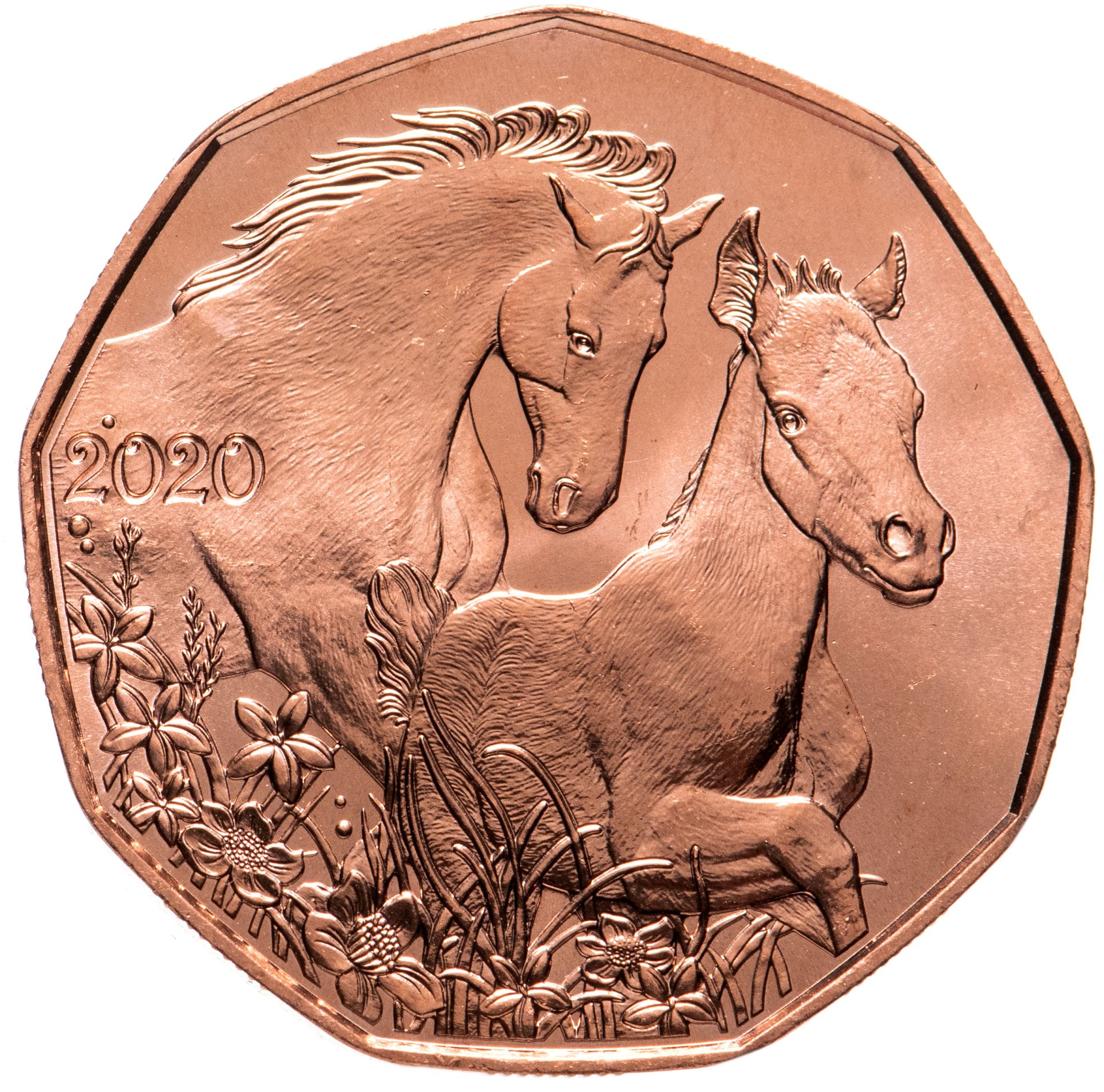 Монета Австрия 5 евро 2020 "Друзья на всю жизнь - Лошади" стоимостью ...