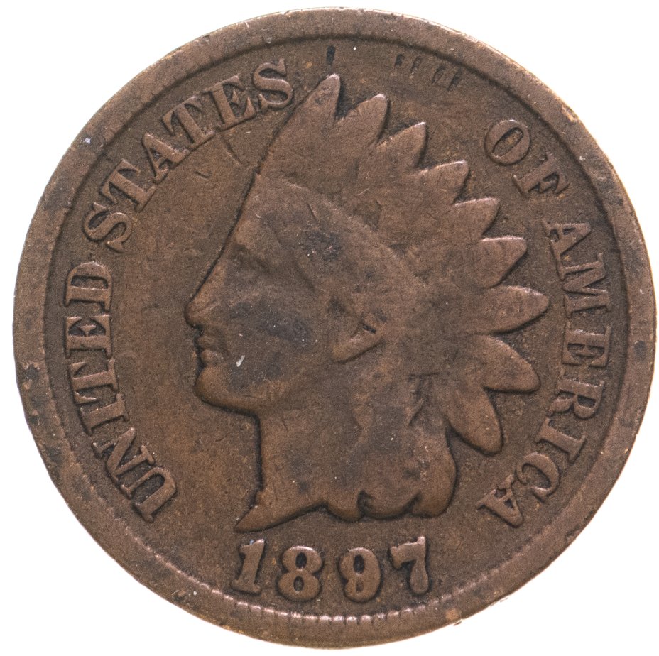 Монета США 1 цент 1897 "Indian Head Cent" стоимостью 650 руб.