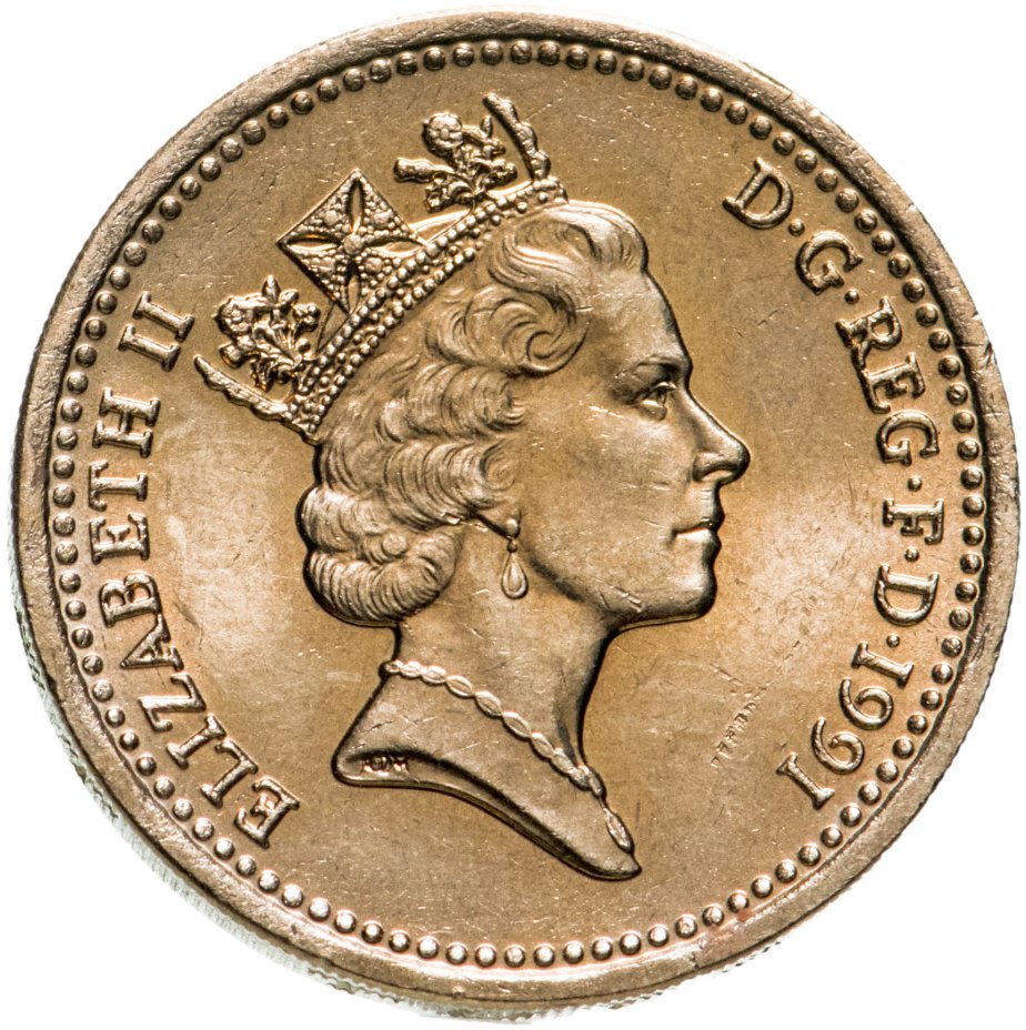 Монета Великобритания 1 фунт (pound) 1991 стоимостью 1366 руб.