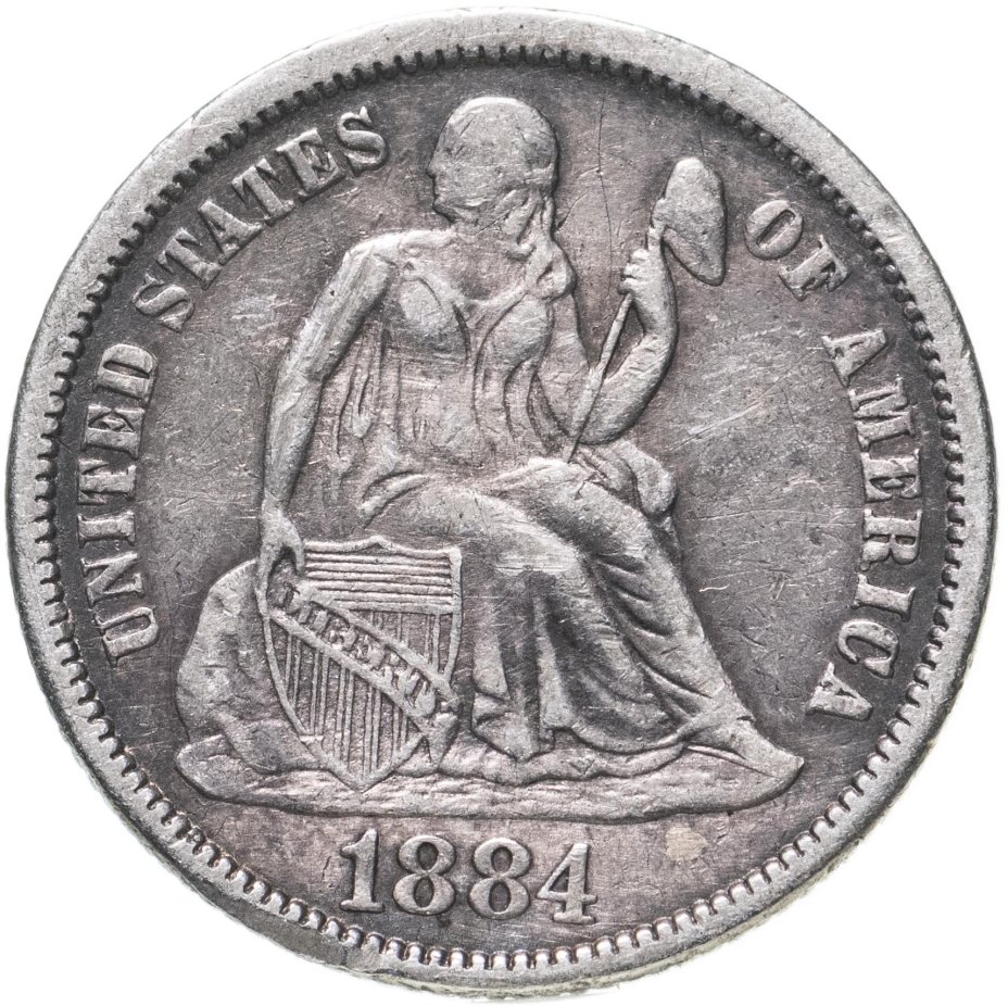 Монета США 1 дайм 1884 Seated Liberty Dime стоимостью 6416 руб.