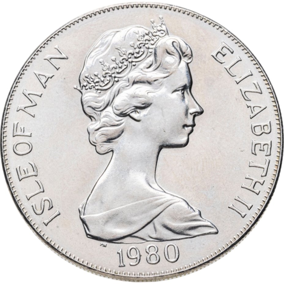 Монета остров Мэн 1 крона (crown) 1980 "80 лет со дня рождения Королевы ...