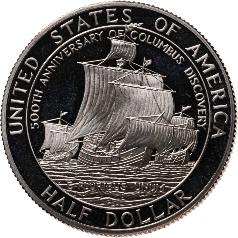 Монета США 50 центов (1/2 доллара, half dollar) 1992 Proof Columbus ...