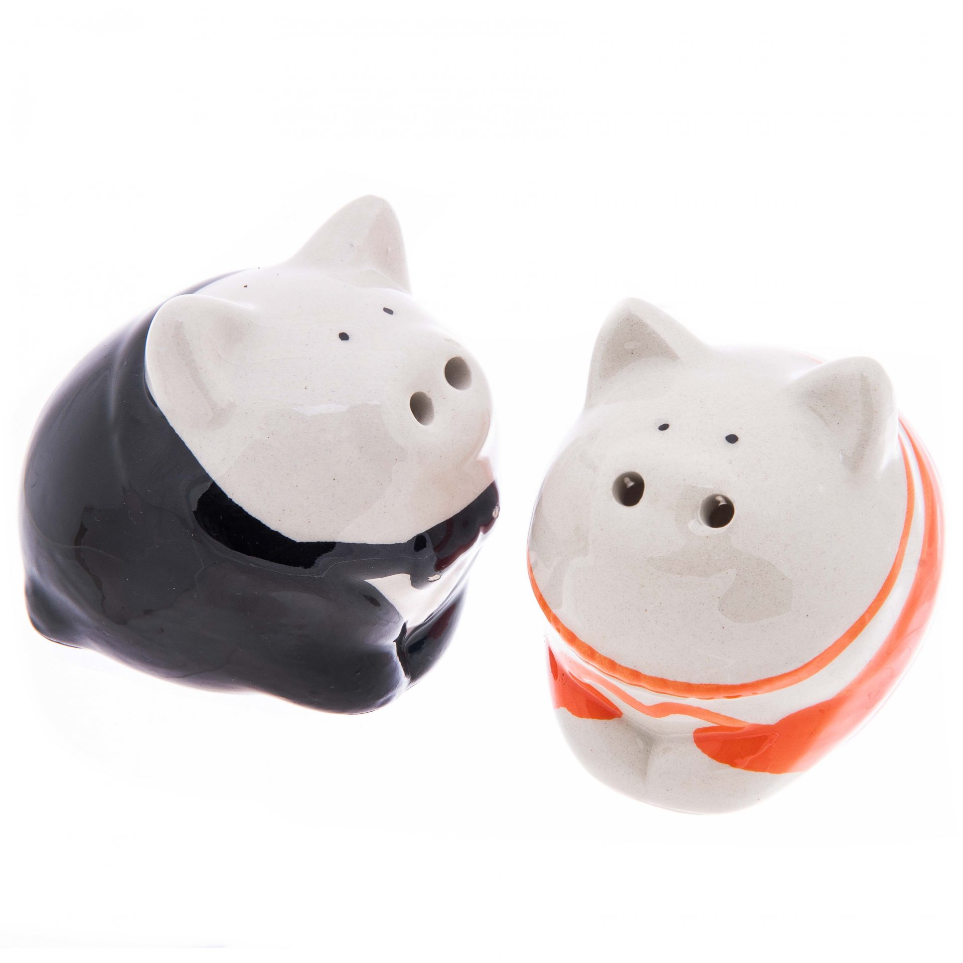 Набор для специй из солонки и перечницы в виде поросят, фарфор, роспись ...