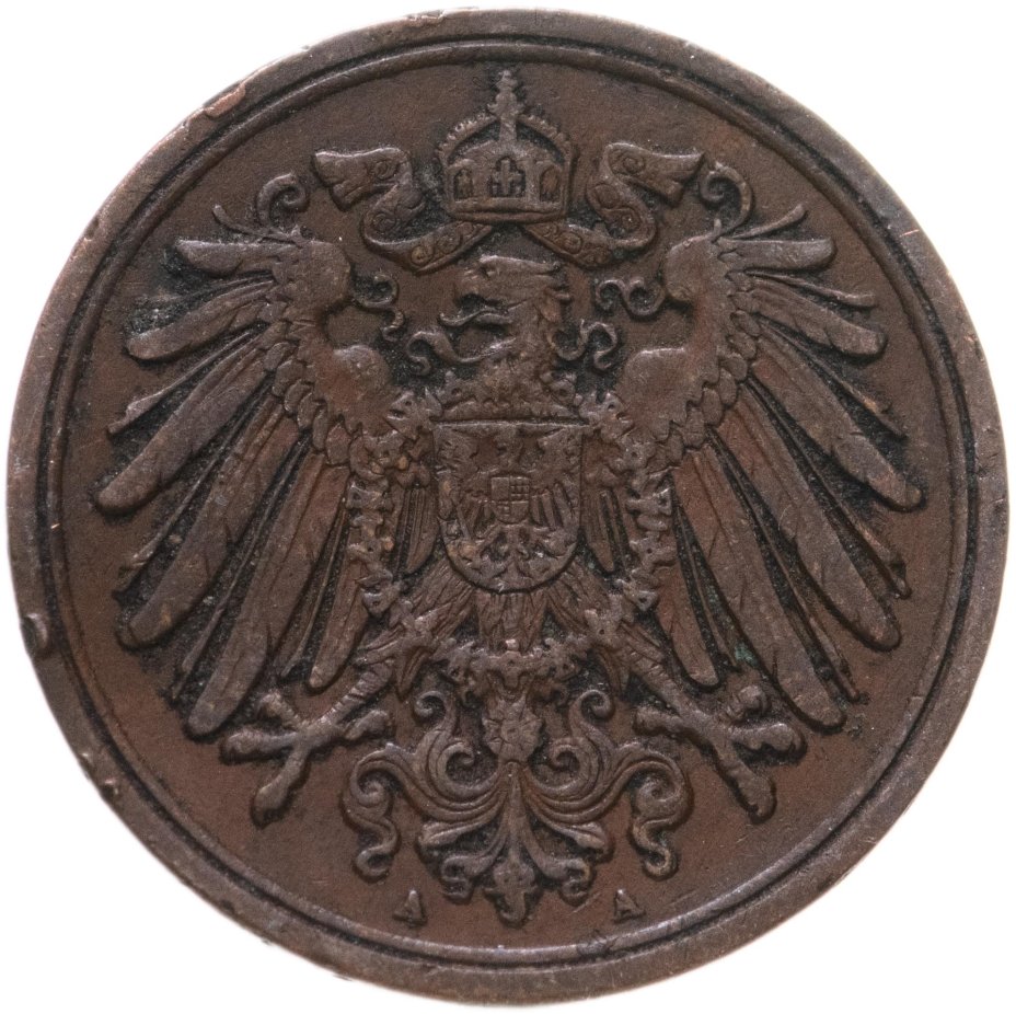 Германия 1 пфенниг 1907 знак монетного двора: "A" - Берлин стоимостью ...
