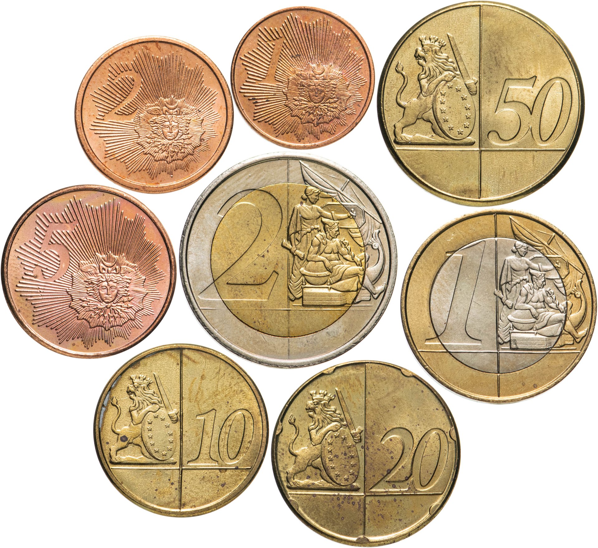 Гернси набор из 8 жетонов евро (euro-token) 2004 стоимостью 1704 руб.