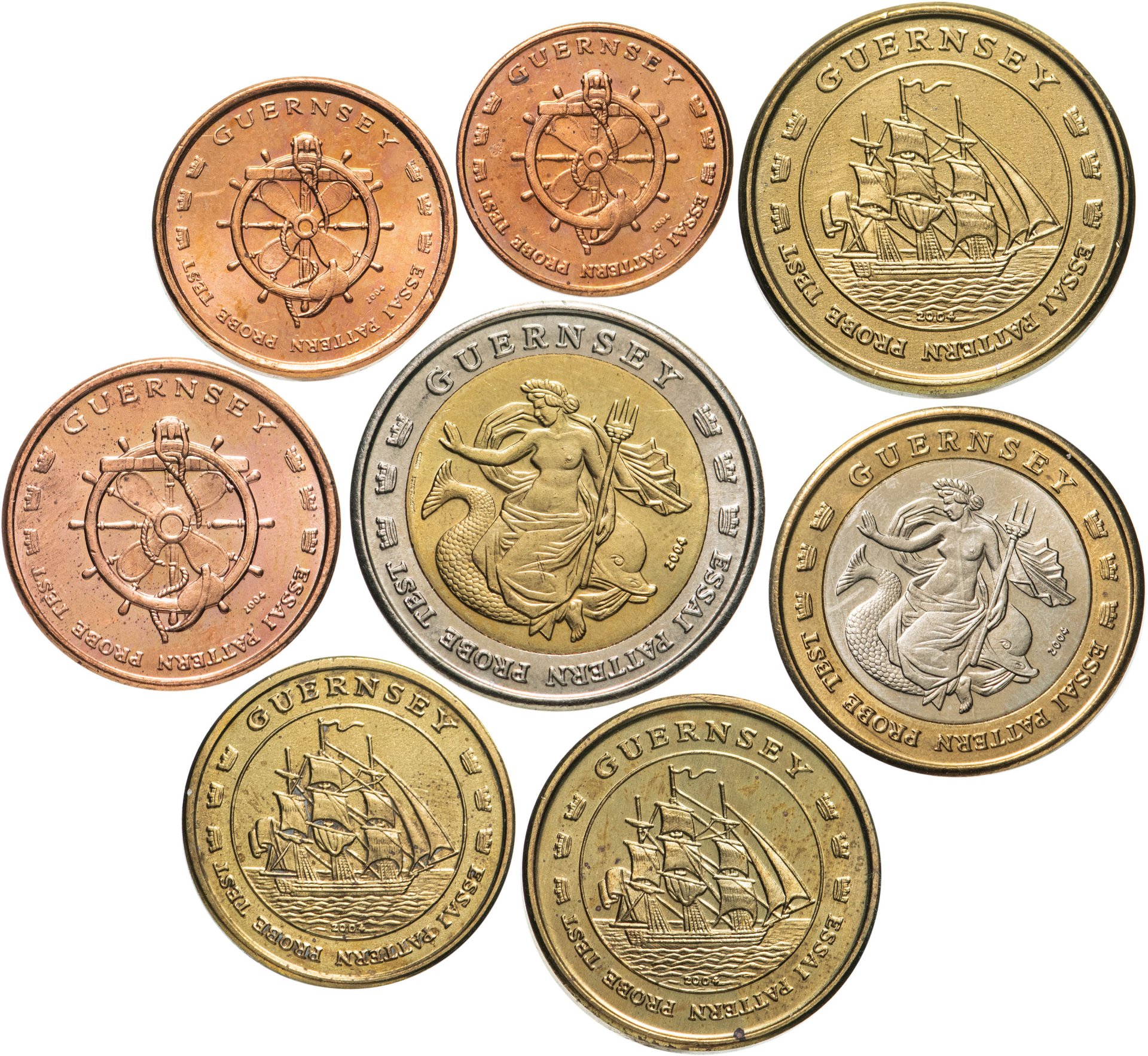 Гернси набор из 8 жетонов евро (euro-token) 2004 стоимостью 1704 руб.