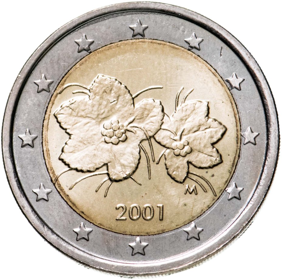Монета Финляндия 2 euro (евро) 2001 стоимостью 504 руб.