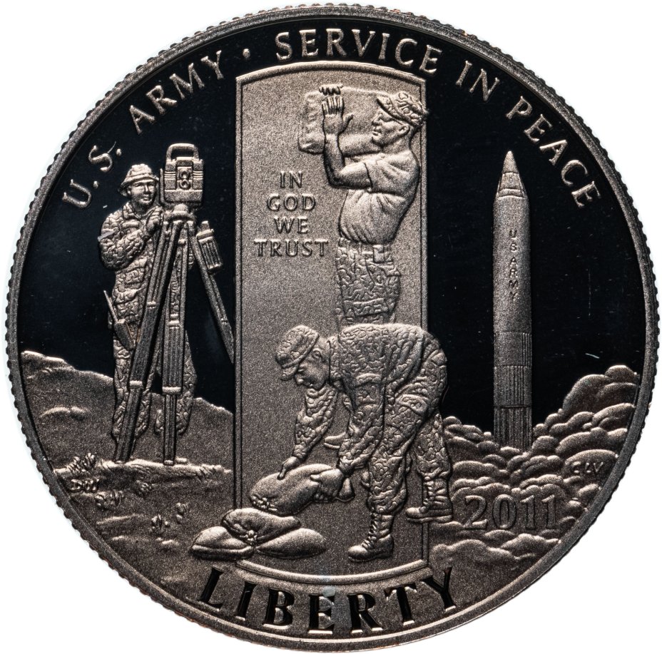 США 50 центов (1/2 доллара, half dollar) 2011 S Армия США знак ...