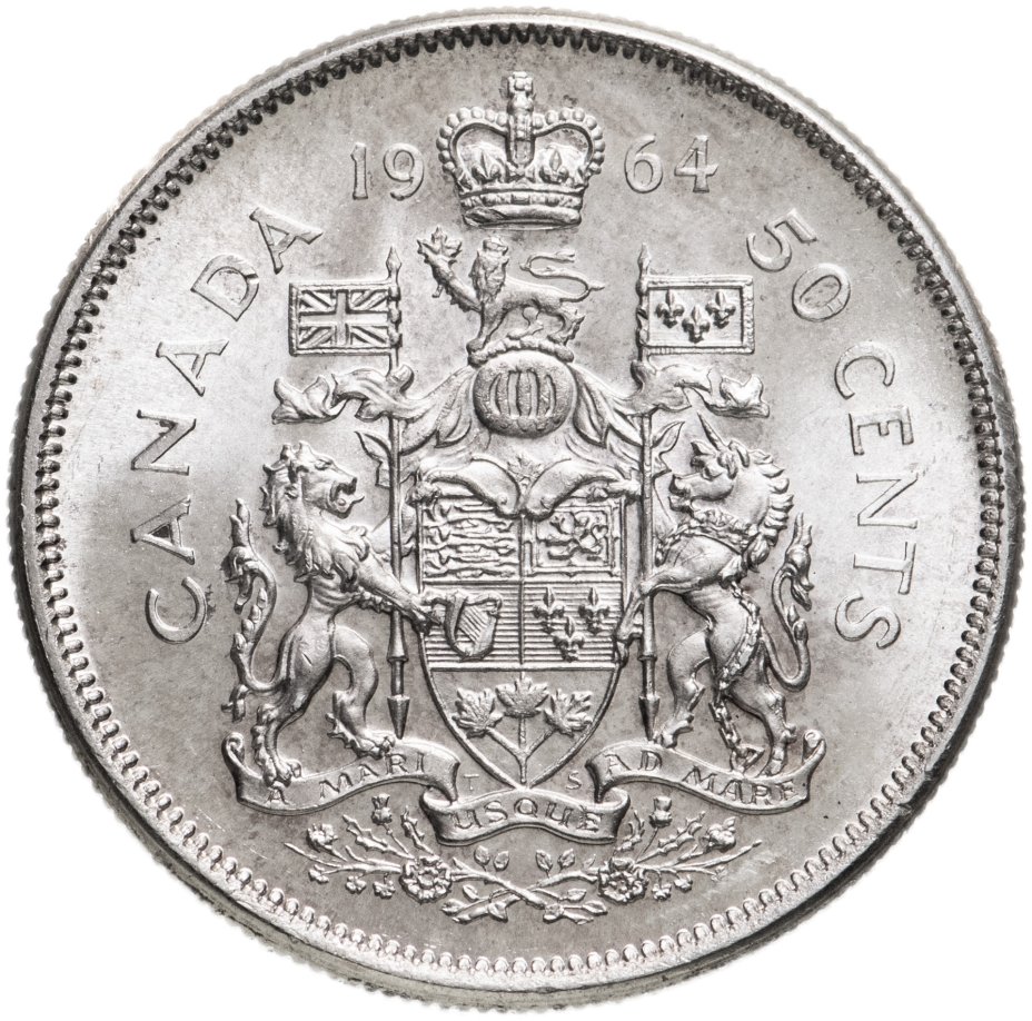 Монета Канада 50 центов (cents) 1964 стоимостью 2550 руб.