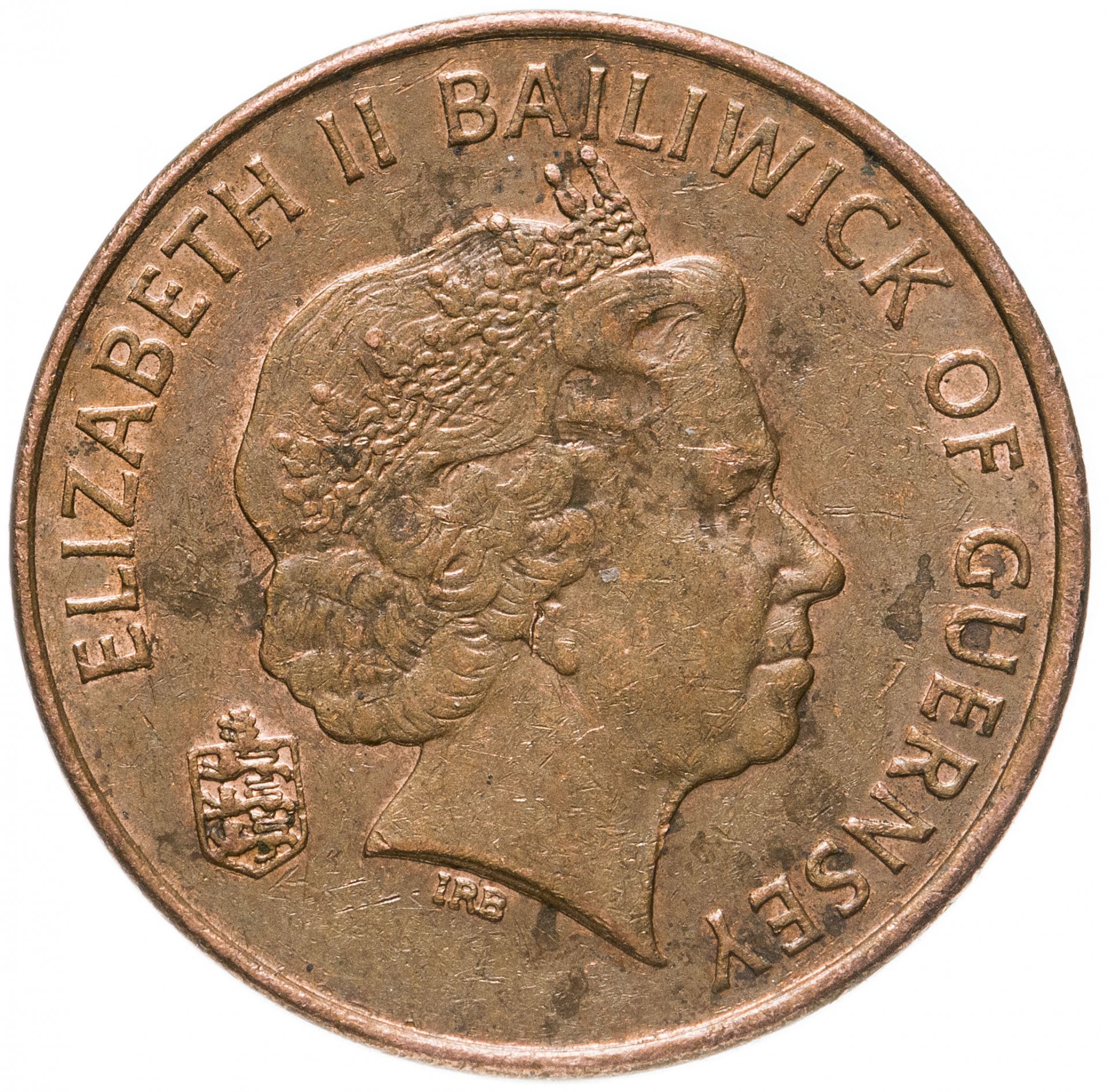 Монета гернси 2 пенса 2003, королева Елизавета II стоимостью 155 руб.
