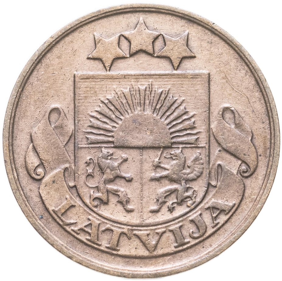 Монета Латвия 2 сантима (santimi) 1926 стоимостью 420 руб.
