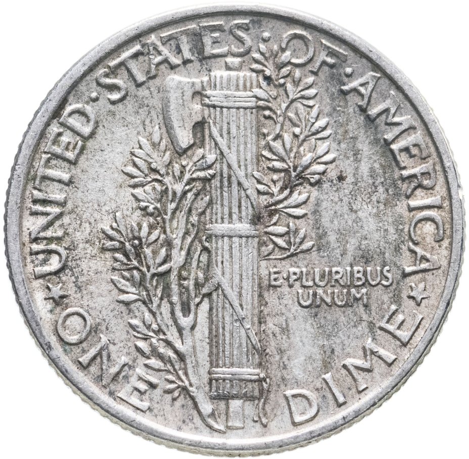 США 10 центов (дайм, one dime) 1943 Mercury Dime (дайм «Меркурий») без ...