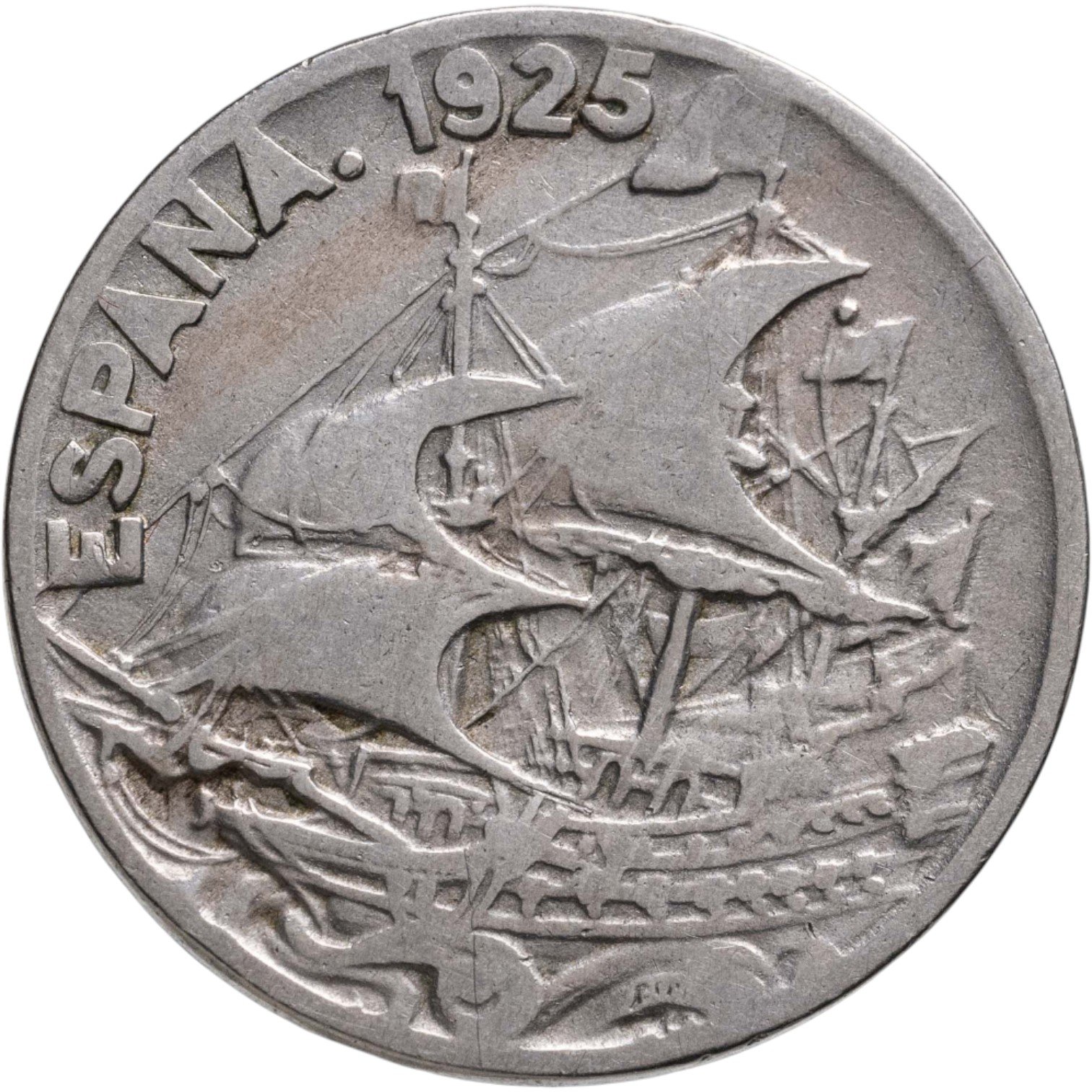 Монета Испания 25 сентимо (centimos) 1925 стоимостью 750 руб.