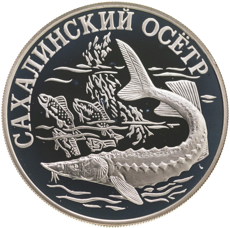 Монета 1 рубль 2001 СПМД сахалинский осётр стоимостью 3950 руб.