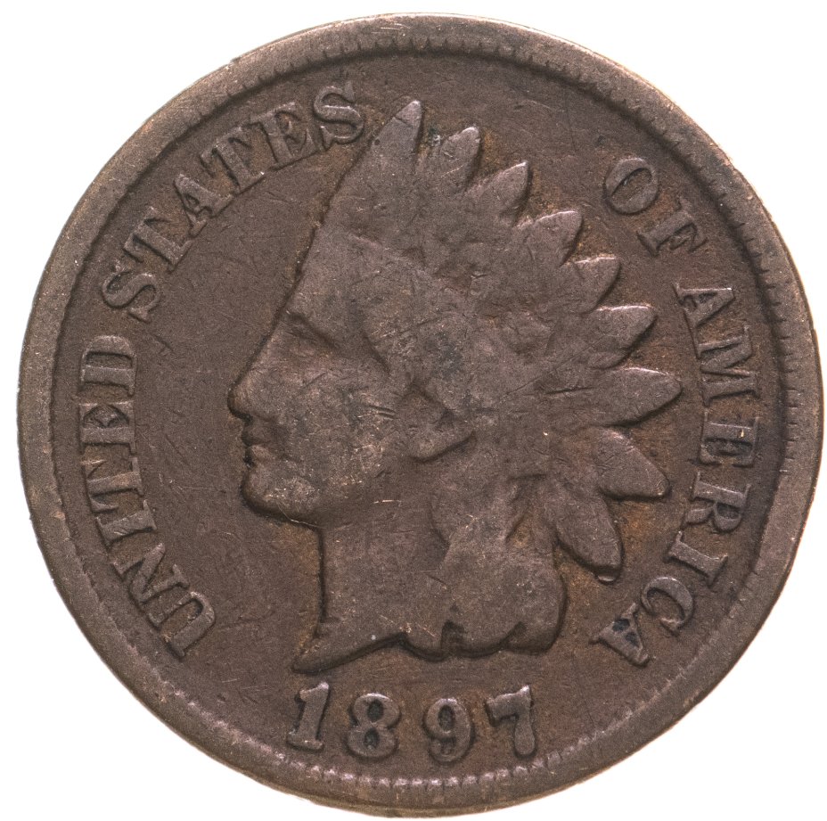 Монета США 1 цент 1897 "Indian Head Cent" стоимостью 650 руб.