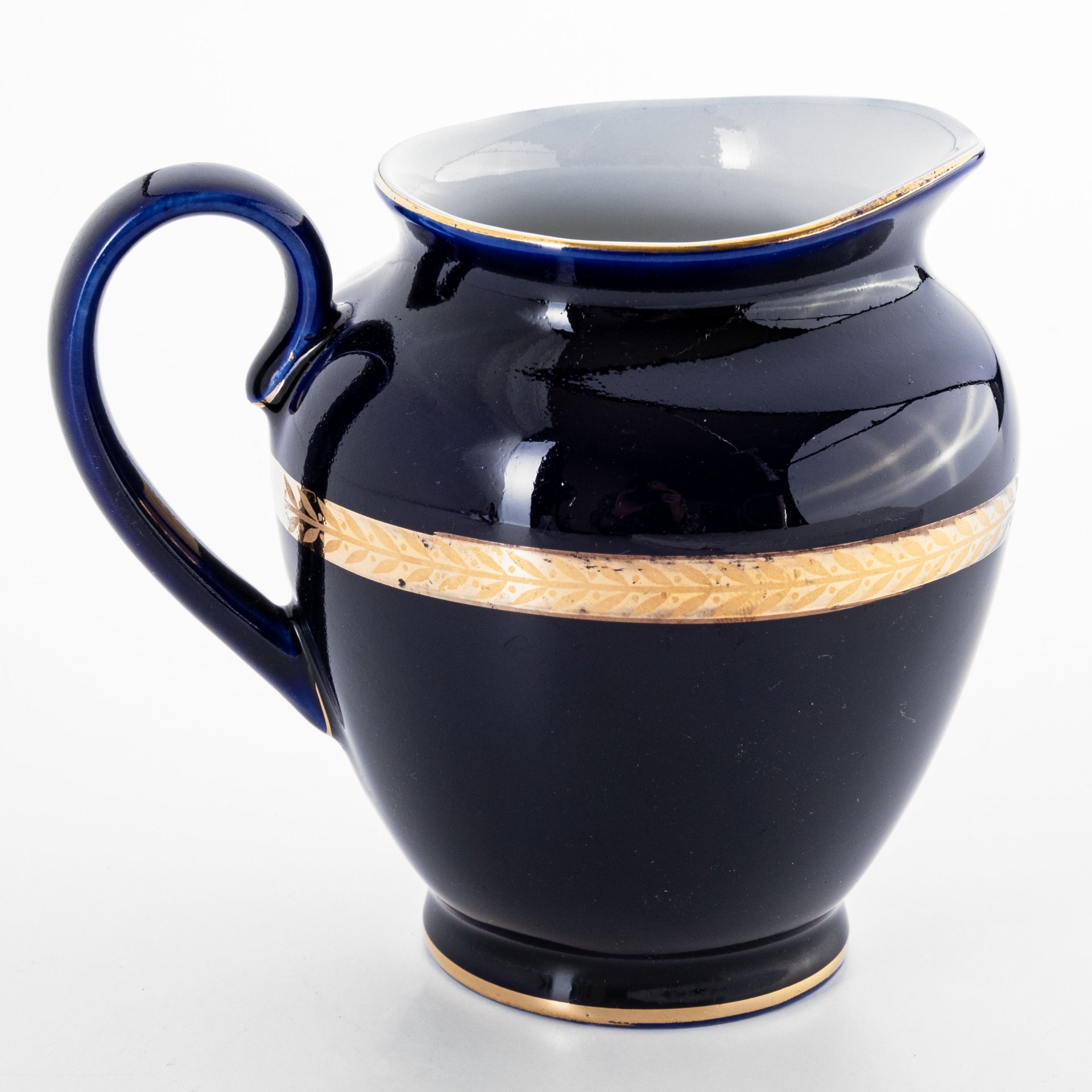 Молочник из сервиза "Колосок", фарфор, крытье кобальтом, золочение ...