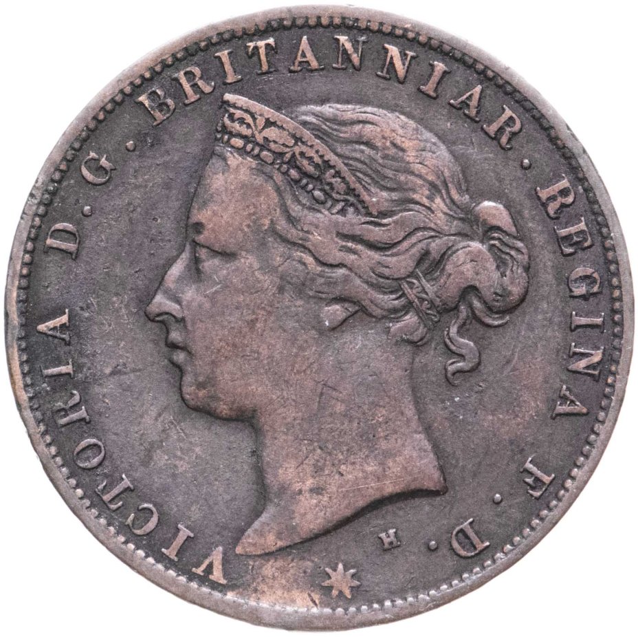 Монета джерси 1/24 шиллинга (shilling) 1877 стоимостью 1280 руб.