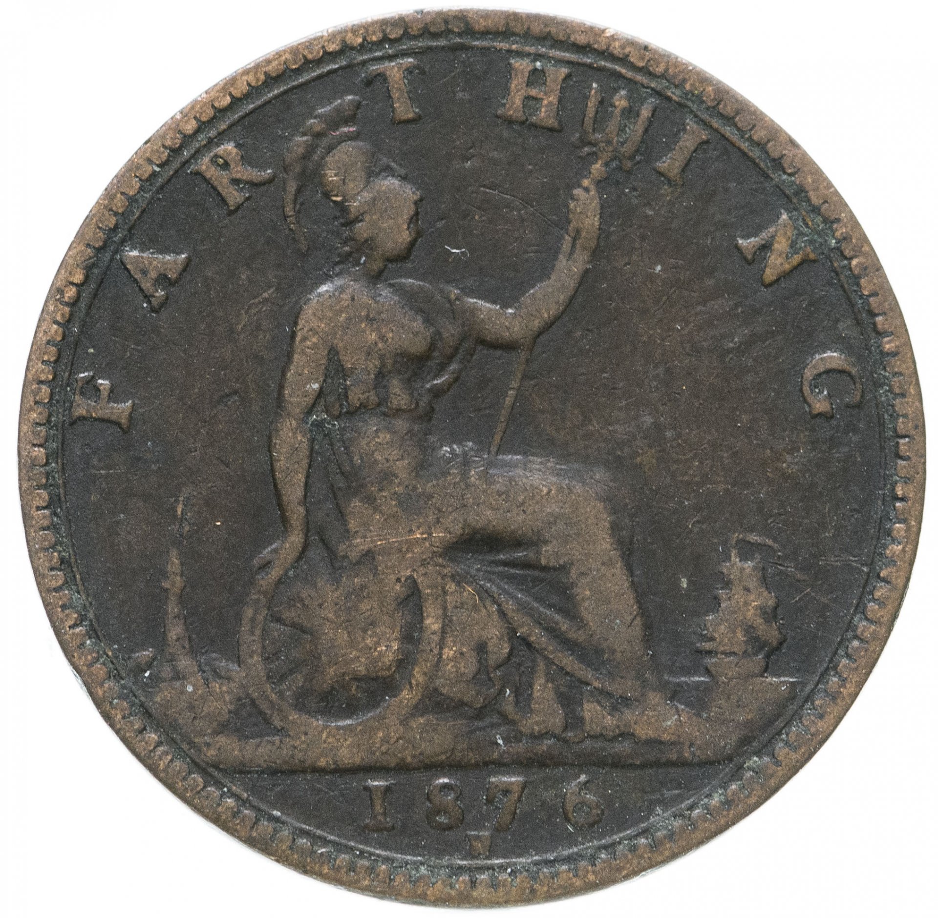 Монета Великобритания 1 фартинг (farthing) 1876 стоимостью 980 руб.