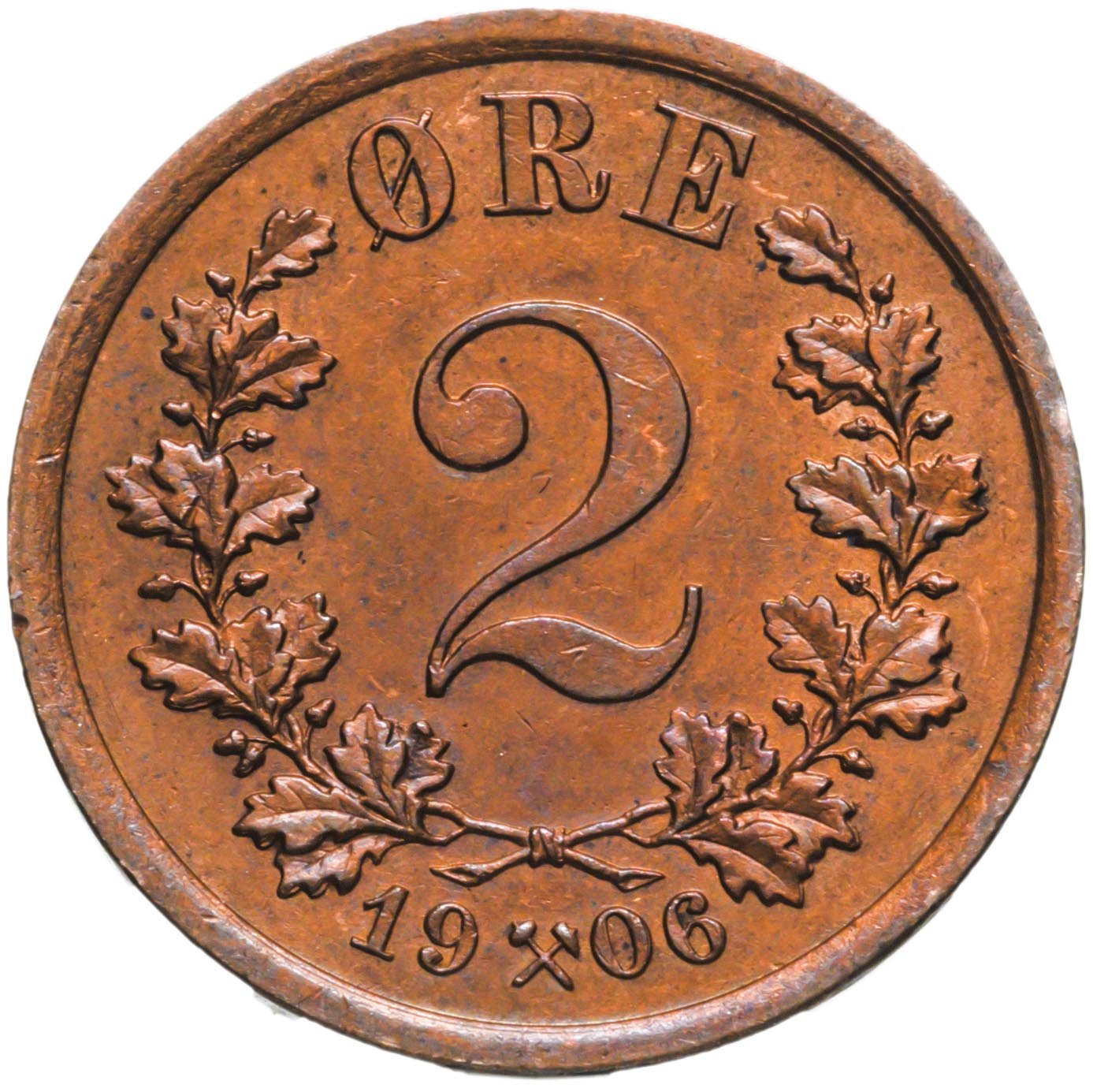 Монета Норвегия 2 эре (ore) 1906 стоимостью 6950 руб.