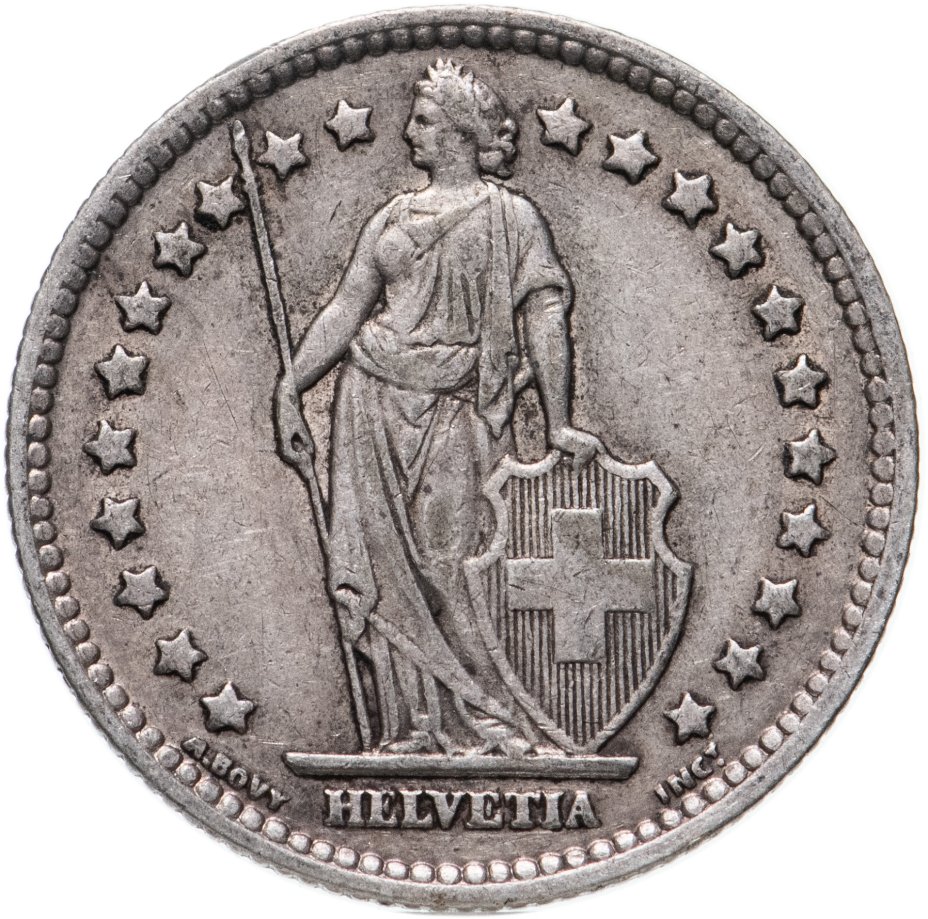 Монета Швейцария 1 франк (franc) 1931 стоимостью 850 руб.