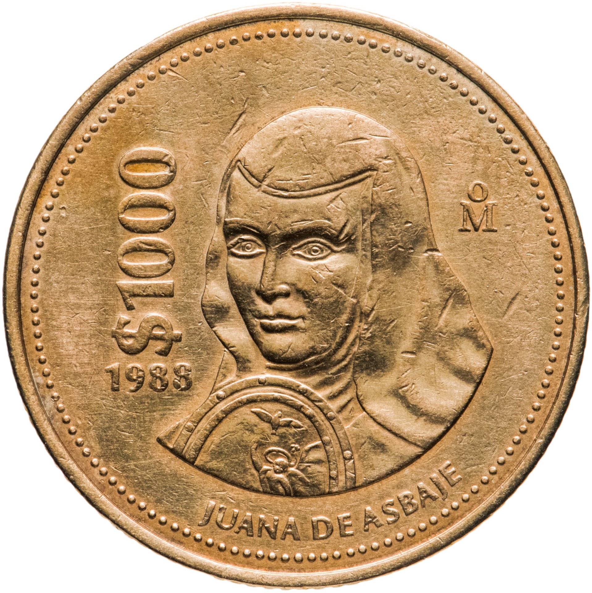 Монета Мексика 1000 песо (pesos) 1988 стоимостью 419 руб.